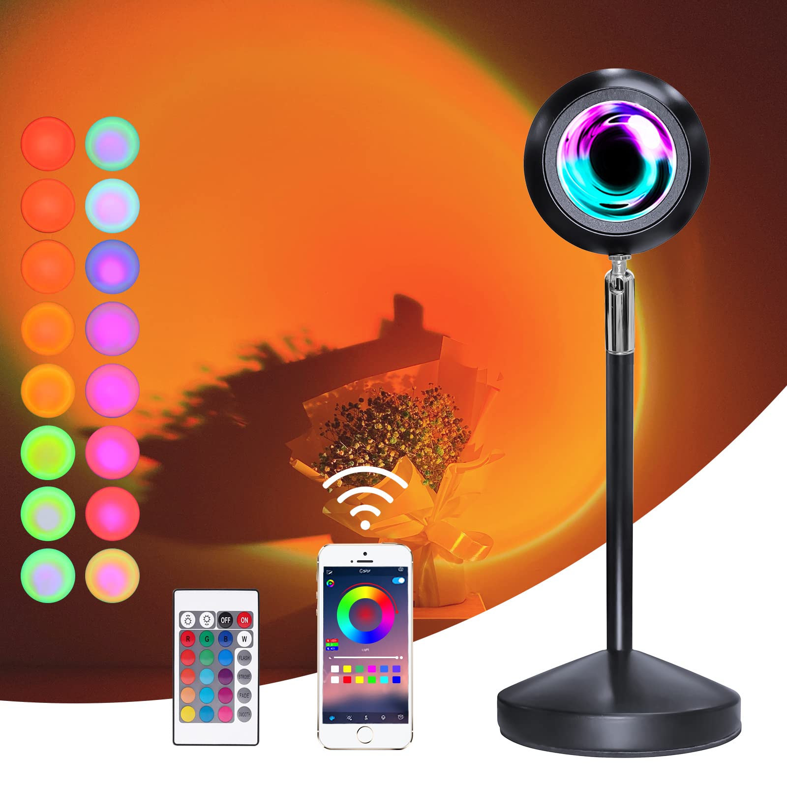 Lullabala Sunset Lamp, Music Sync Sunset Projection Lamp Color Changing ...