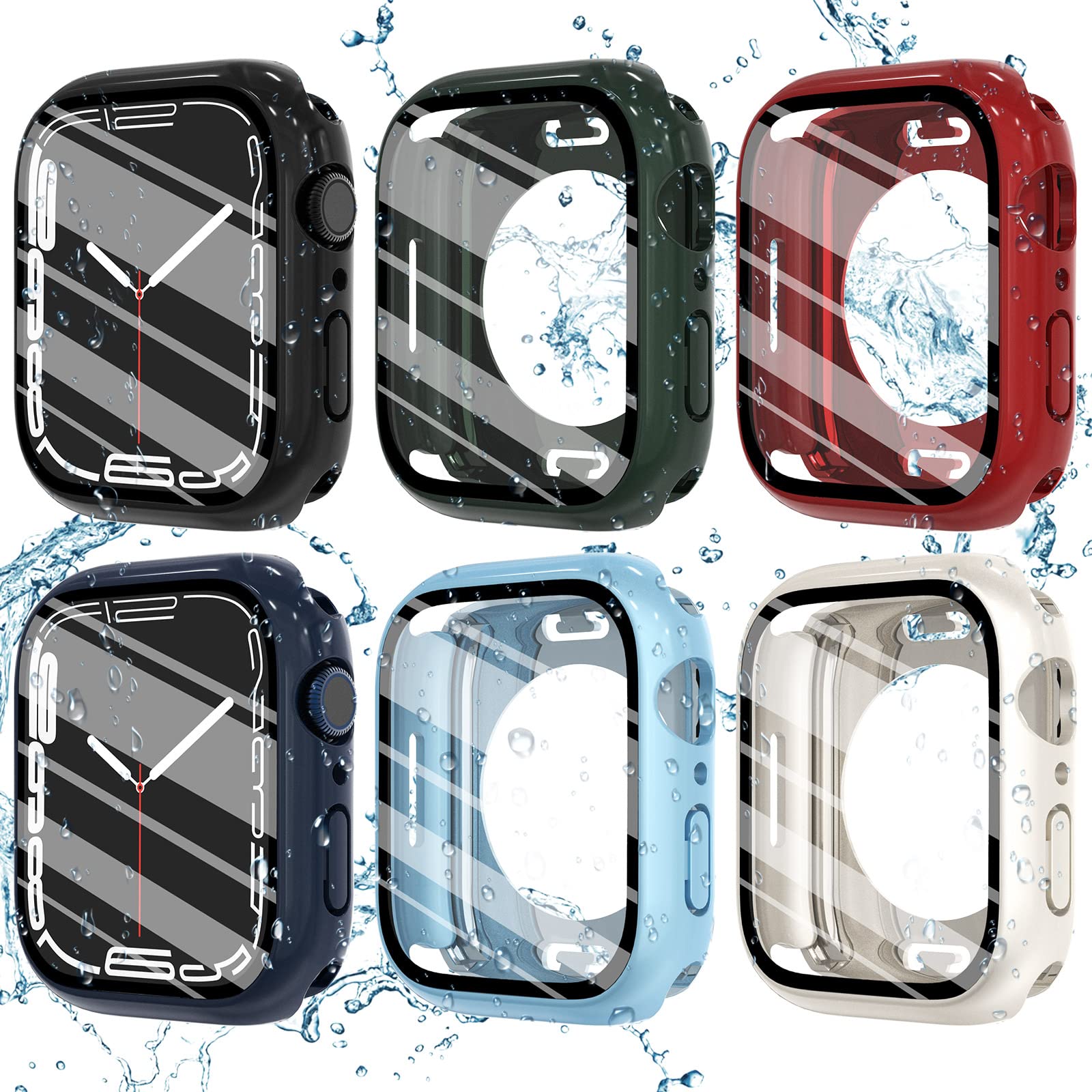 WINGLE 6-Pack Waterproof Case for Apple Watch Series 6/5/4/SE with ...