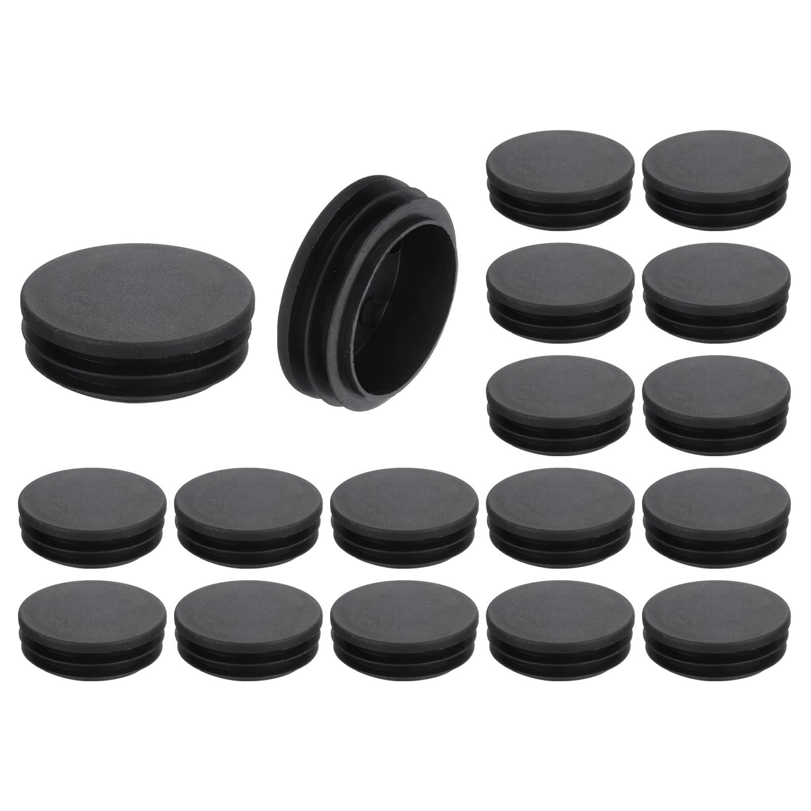 sourcing map 18 Pcs Round Plastic Plug, Black Tubing End Cap Plugs ...