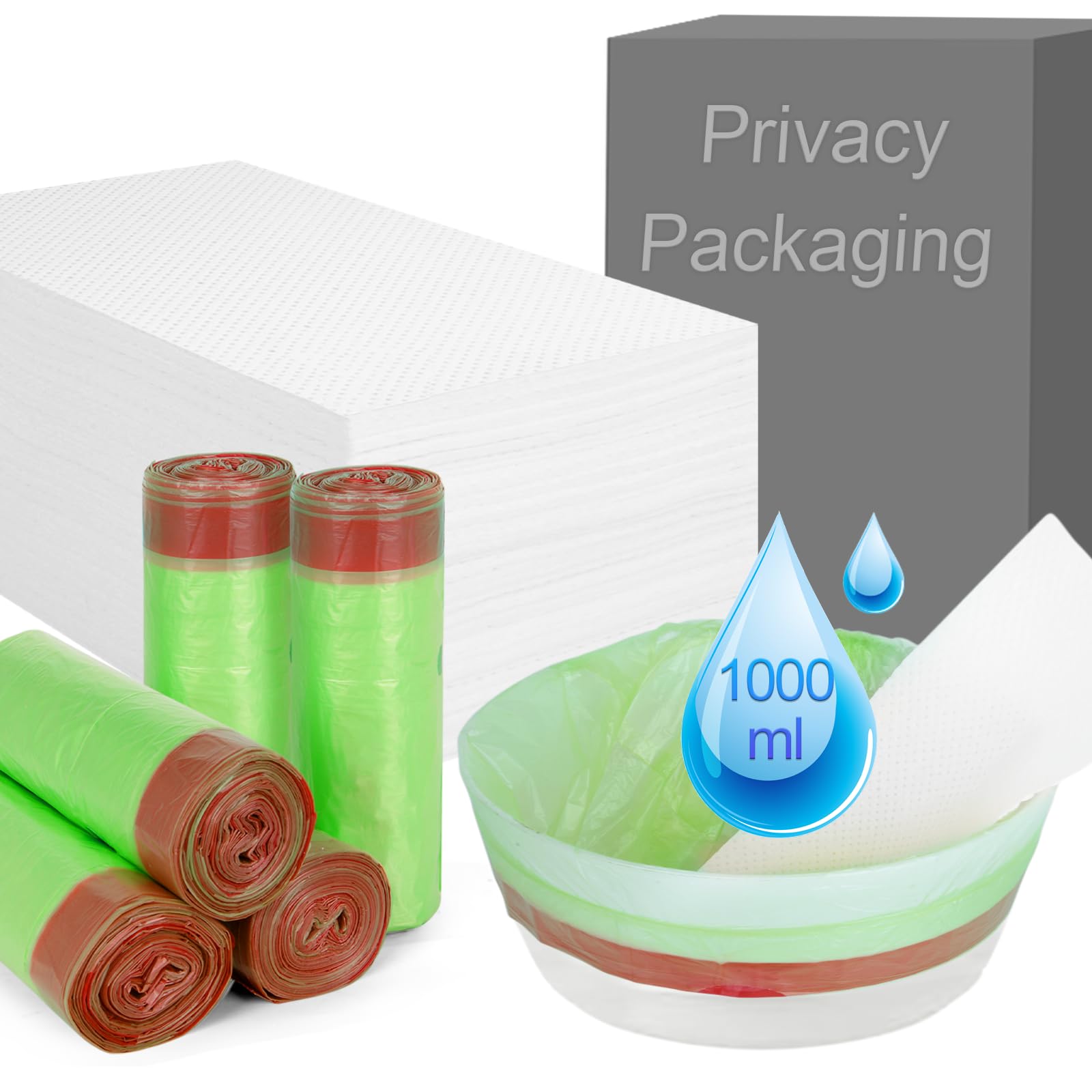 Aolawco 200PCS Commode Liners with Absorbent Pads, Universal Fit ...