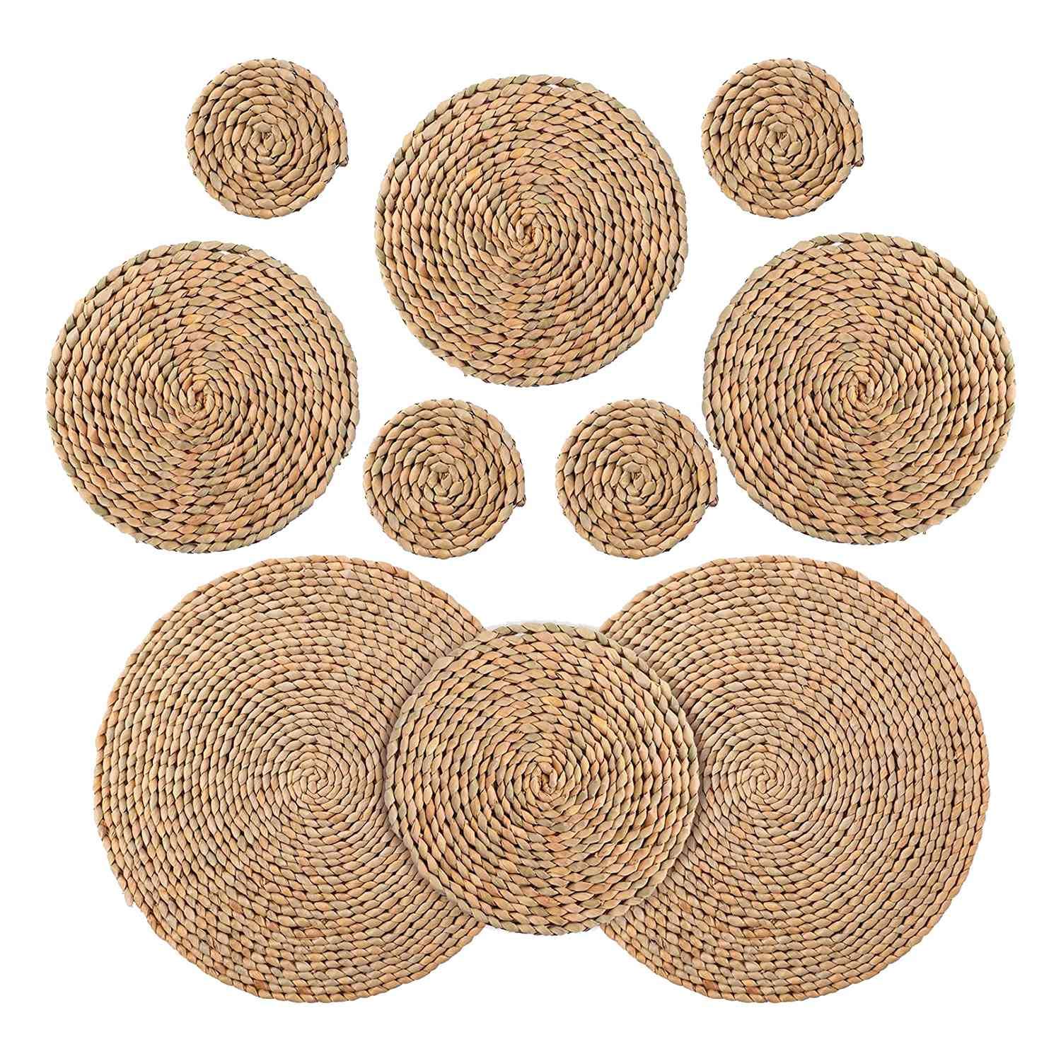 Clickinline 10Pcs Round Weave Placemat Non- Heat- Mats for Table,Pots ...