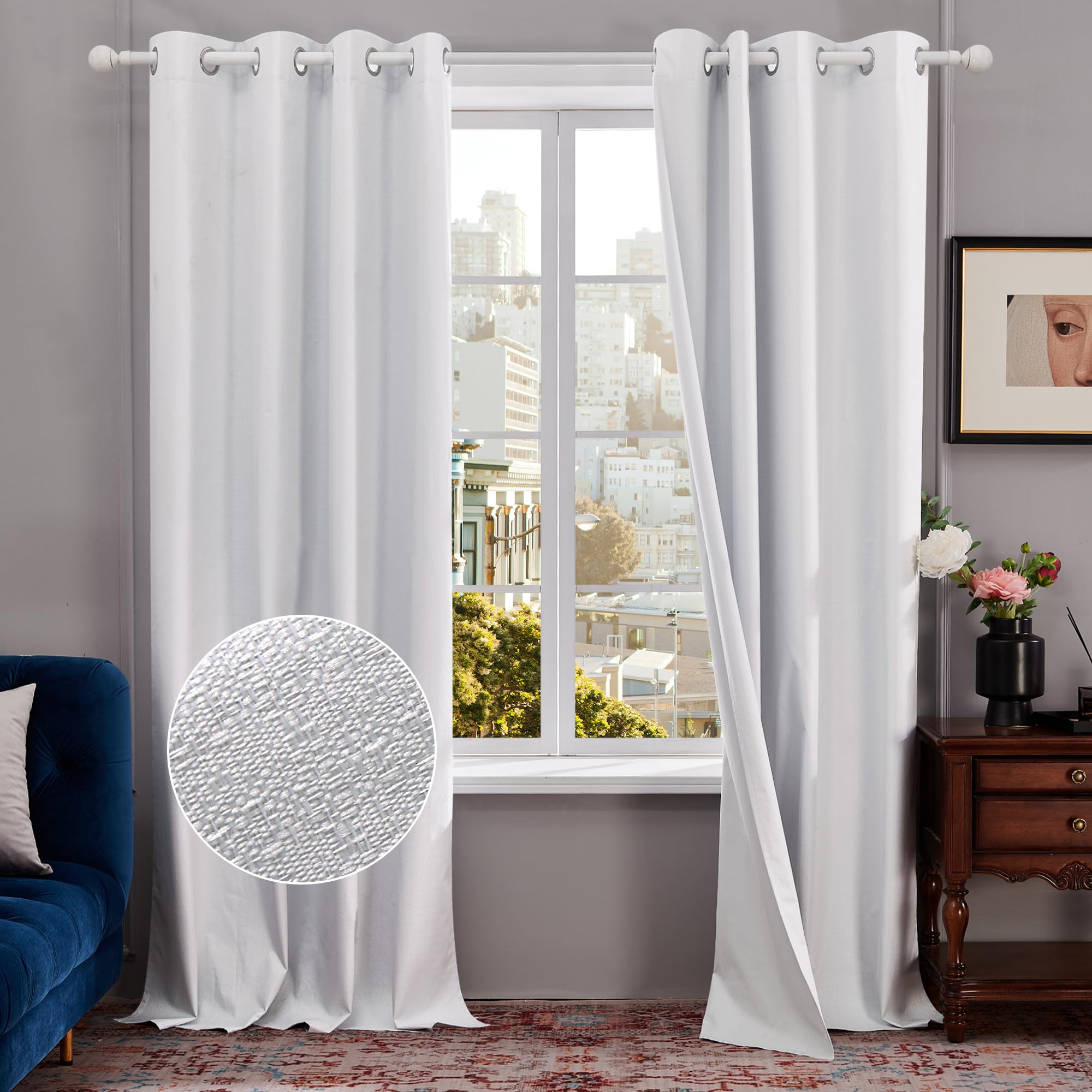 Deconovo Total Blackout Curtains 84 Inch Drop Eyelet, Lightweight 100% ...
