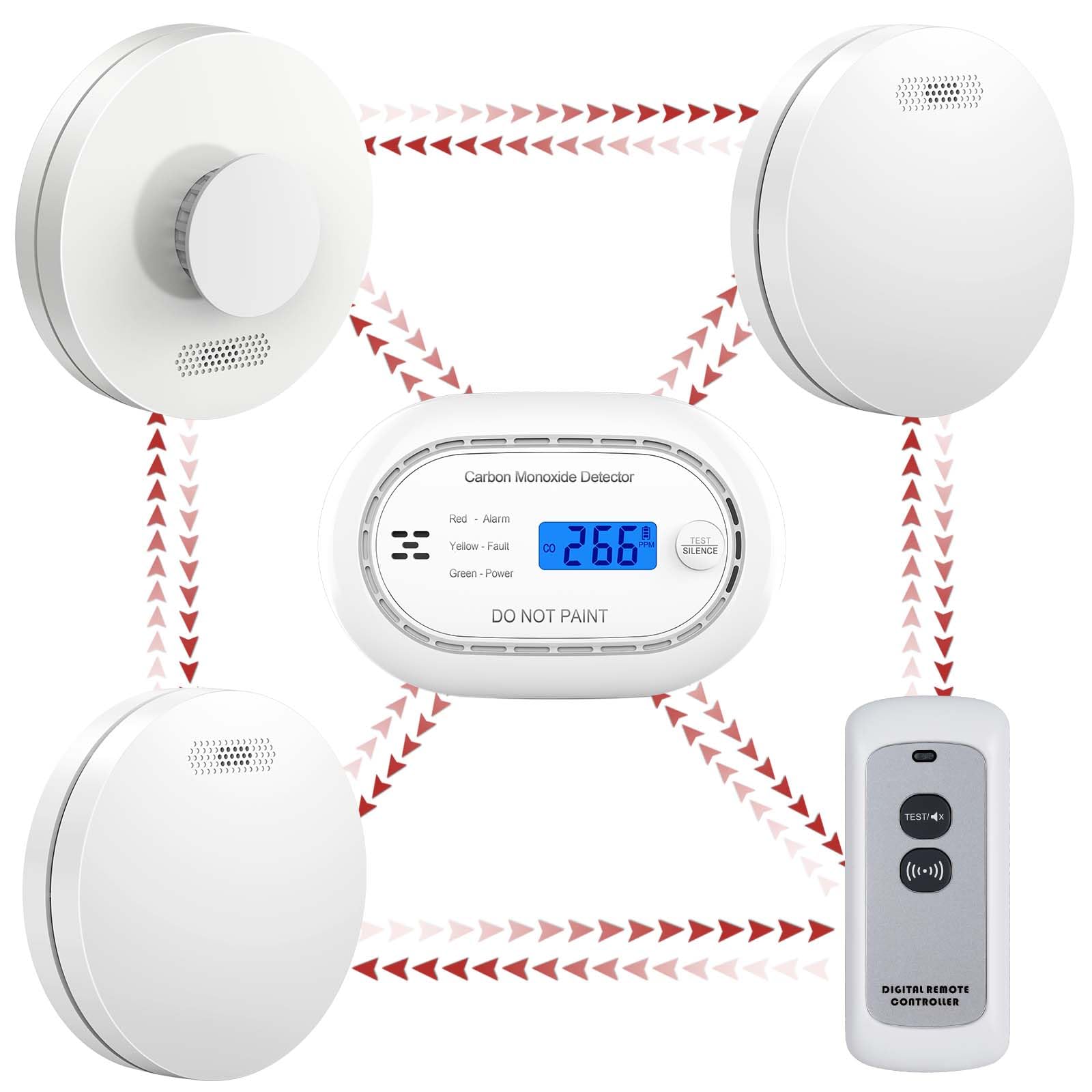 XINDUM Wireless Interlinked Smoke Alarms for Home, Heat Detector ...