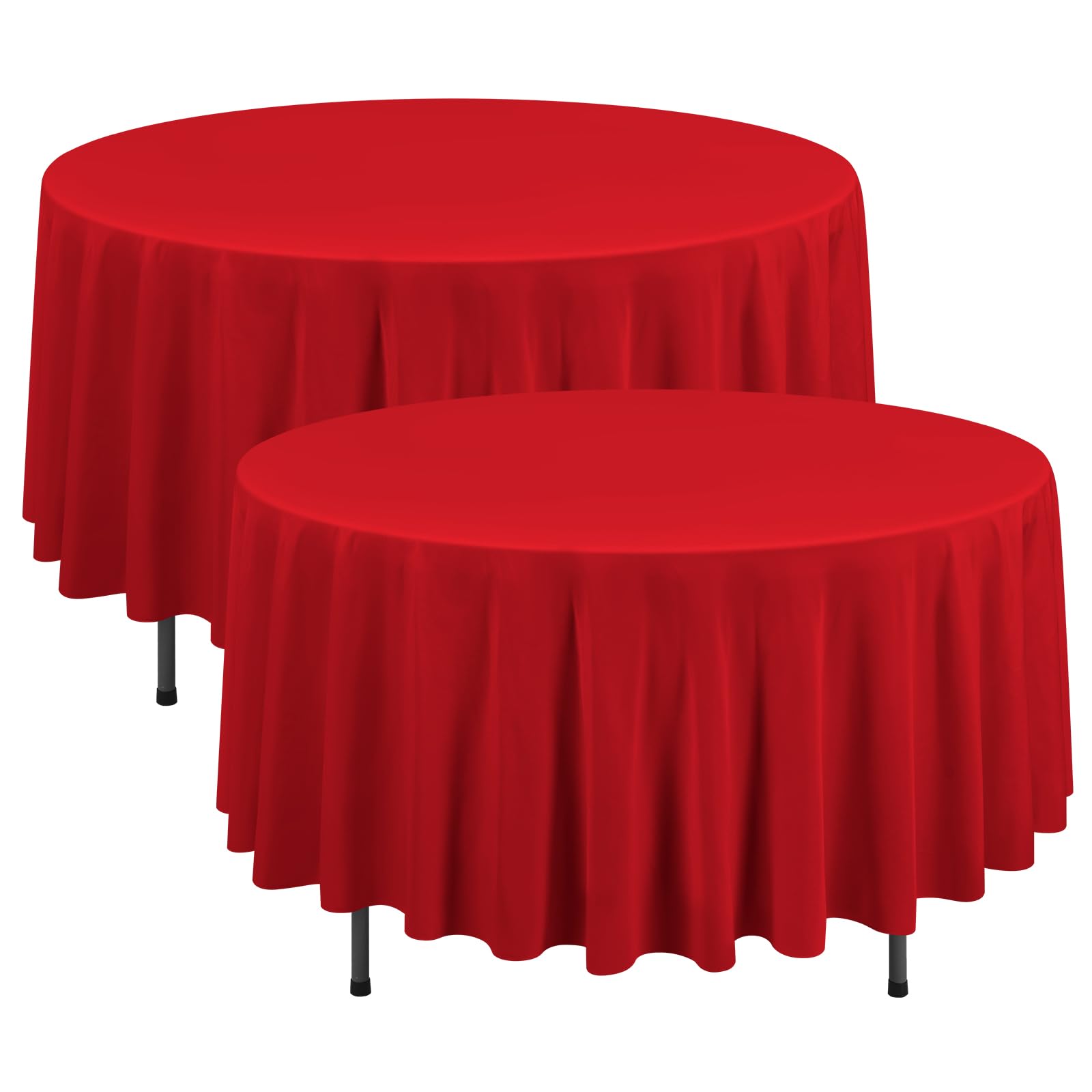 2 Pack Red Round Tablecloth 90 Inch Polyester Circular Table Cloths ...