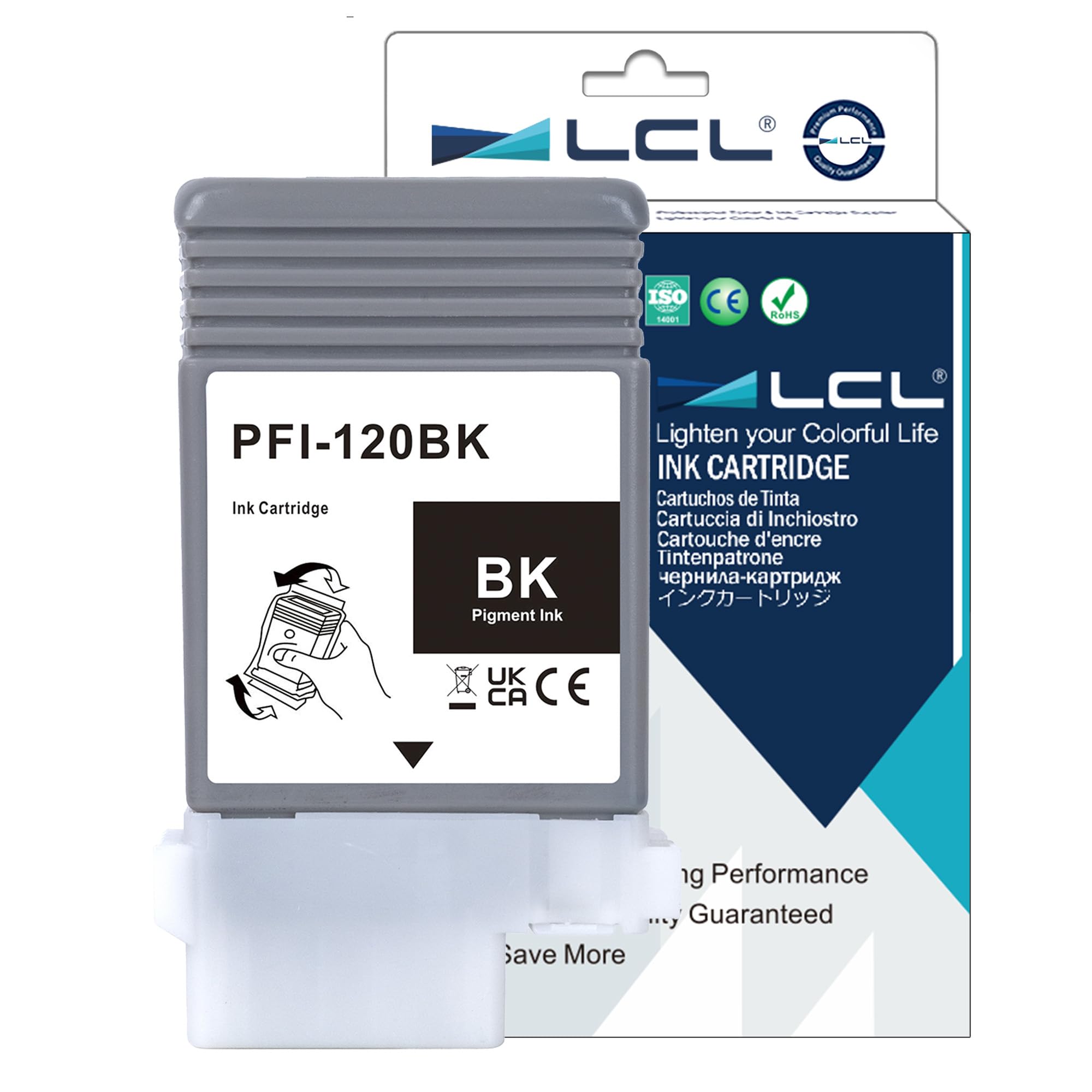 LCL PFI-120 PFI120 Black 130ml Ink Cartridge Replacement for Canon PFI120BK PFI-120BK for Canon ...