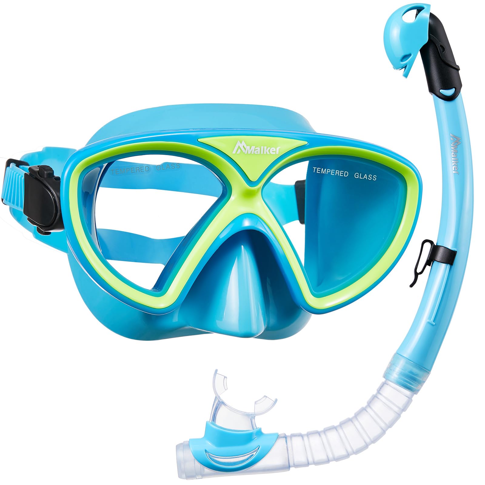 Malker Kids Snorkel Set Snorkeling Packages Tempered Glass Anti-Fog ...