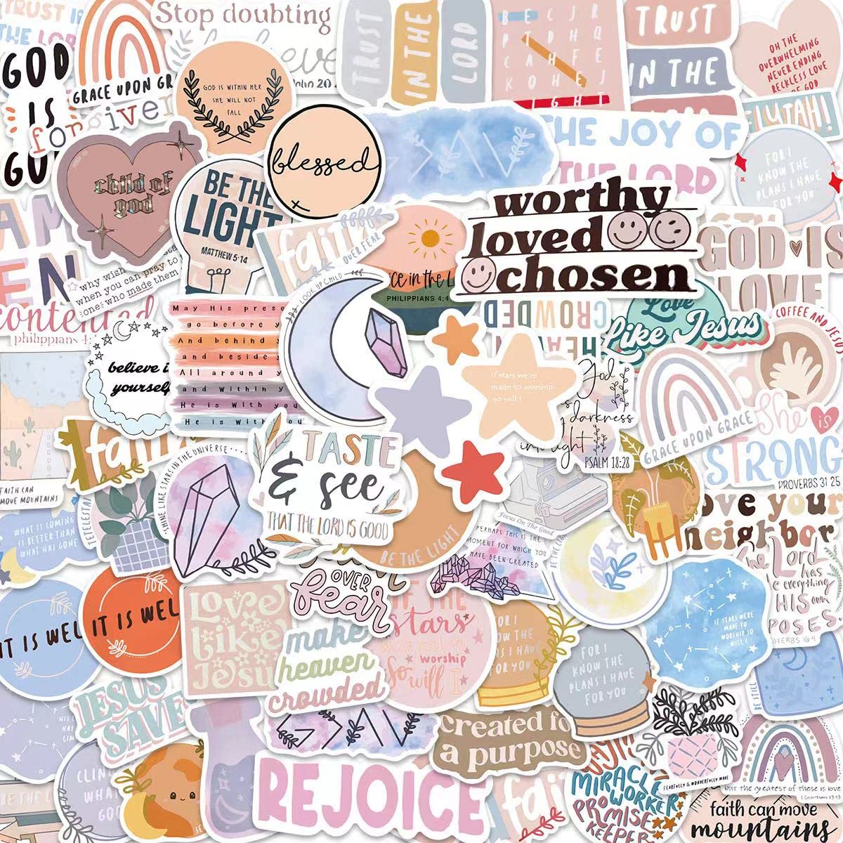80PCS Pastel Bible Verse Stickers,Christian Stickers,Faith Inspired ...