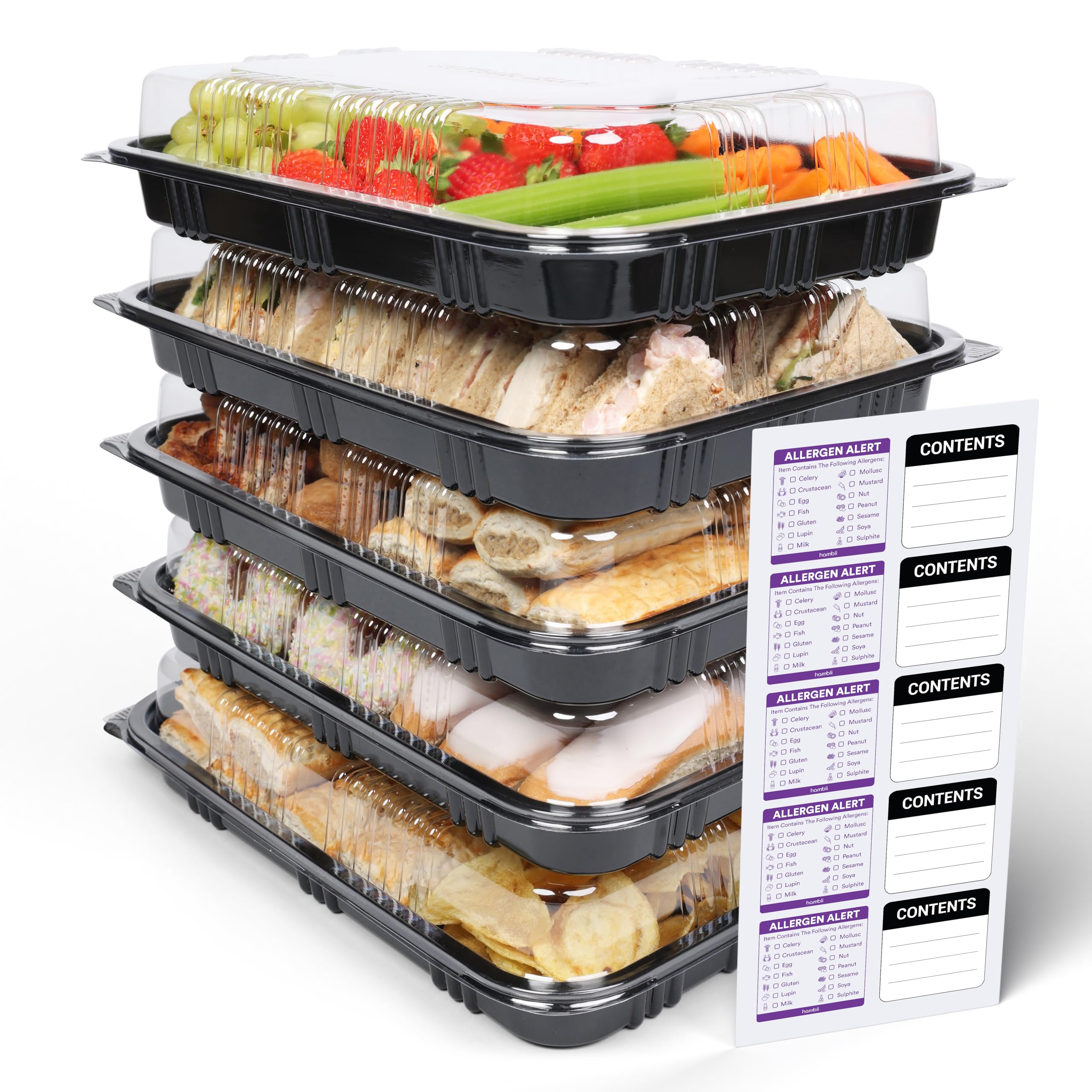 Food Sandwich Platter Trays with Lids - Reusable Multi Pack Plastic ...