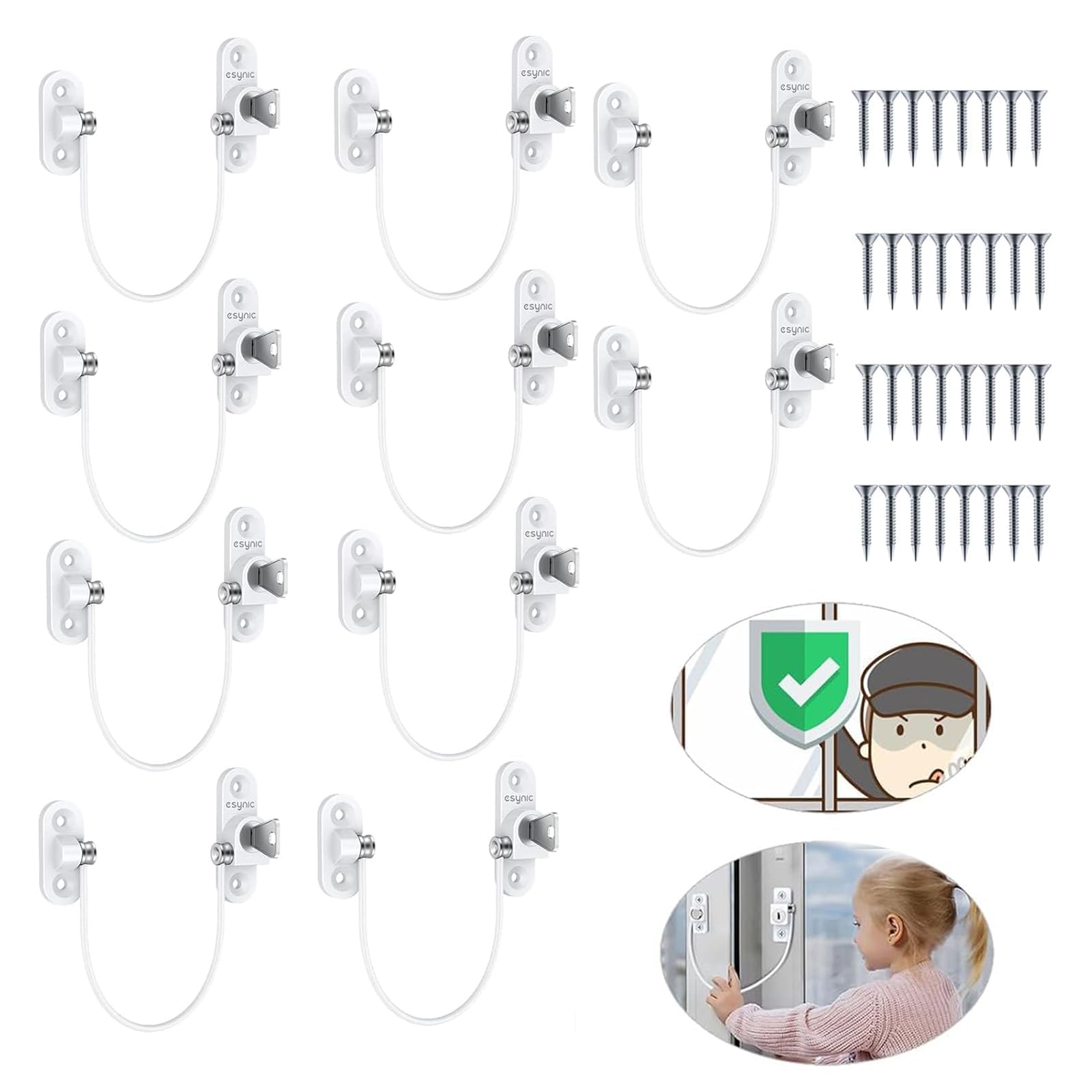 eSynic 10 Pack Window Locks Child Safety Durable& Strong Window ...