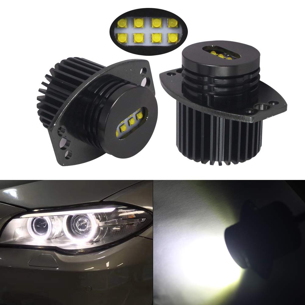 HSUN E90 E91 Angel Eyes LED Marker Bulbs 6000K White 80W High Power ...