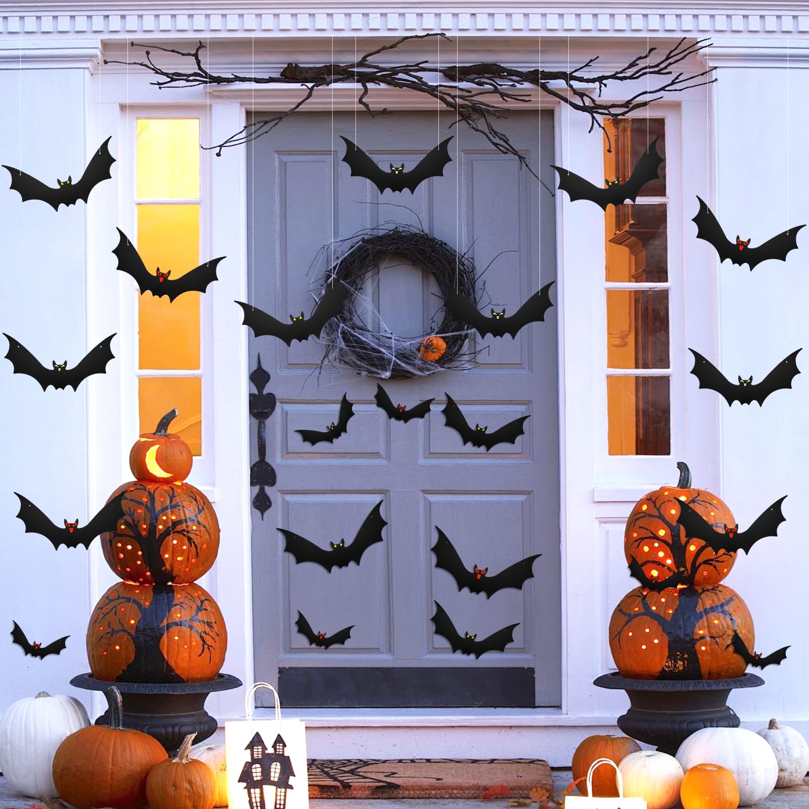 Atoke 18pcs Halloween Hanging Bats Decorations,3 Different Sizes ...
