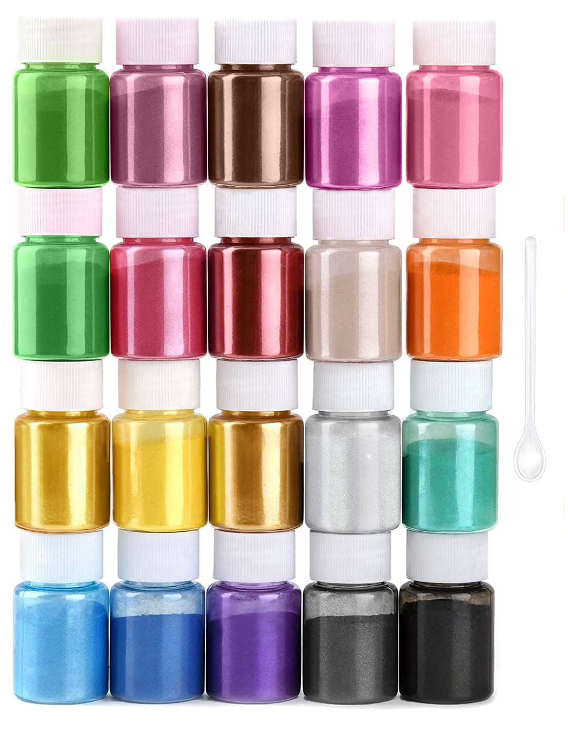 JEMESI 20 Colours Natural Mica Powders, Epoxy Resin Pigment, Soap Dye ...