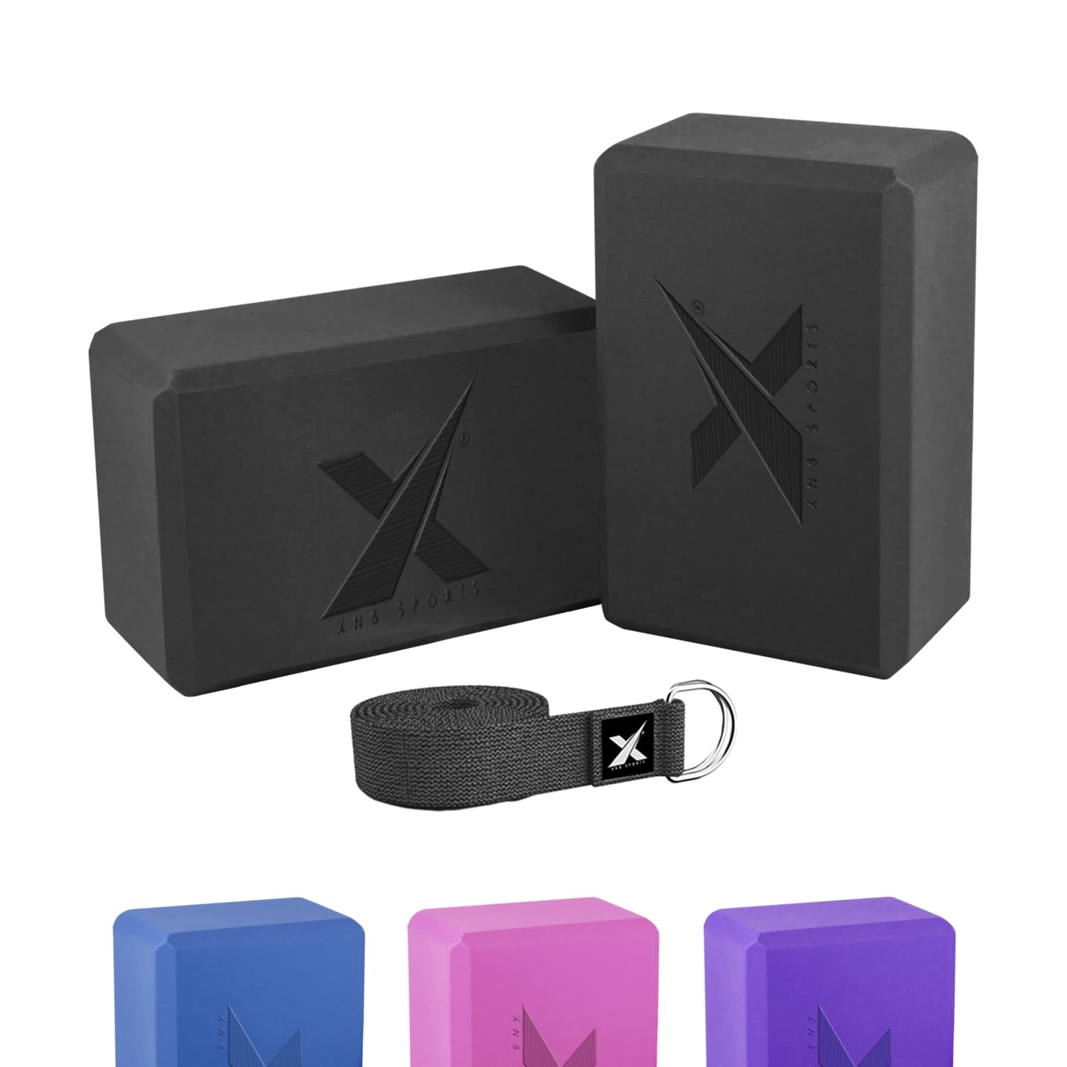 Xn8 Sports Yoga Block, Yoga Blocks Set of 2 with Strap, Pilate Blocks ...