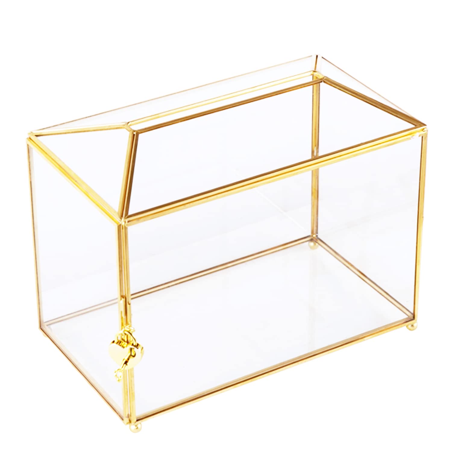 Vellon Clear Wedding Gift Card Box with Lock, Upgraded Security Gold ...