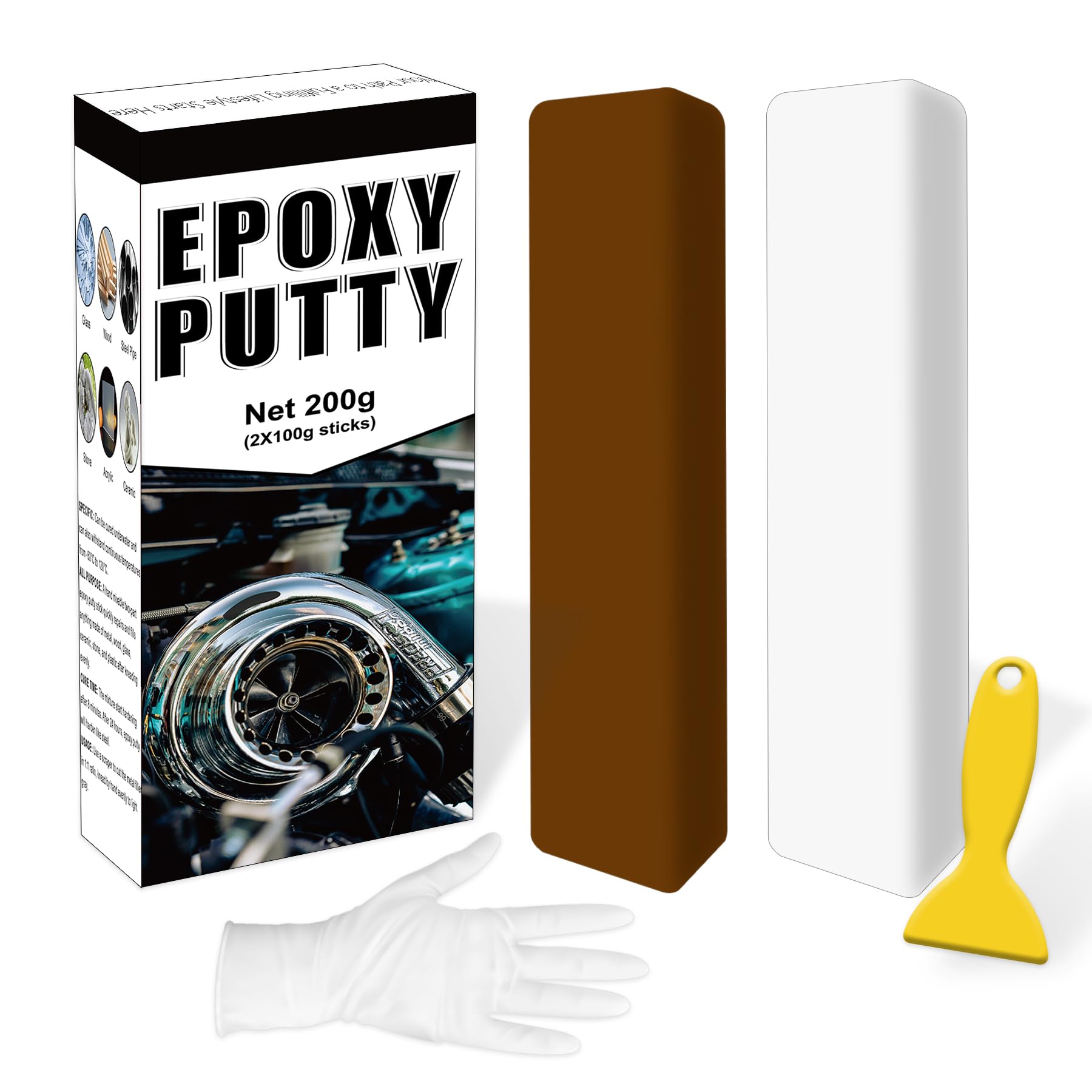 200g Epoxy Putty, 2 Part Metal Putty, Plastic Repair Putty, Glass, Ceramic Sink Crack for Fast ...
