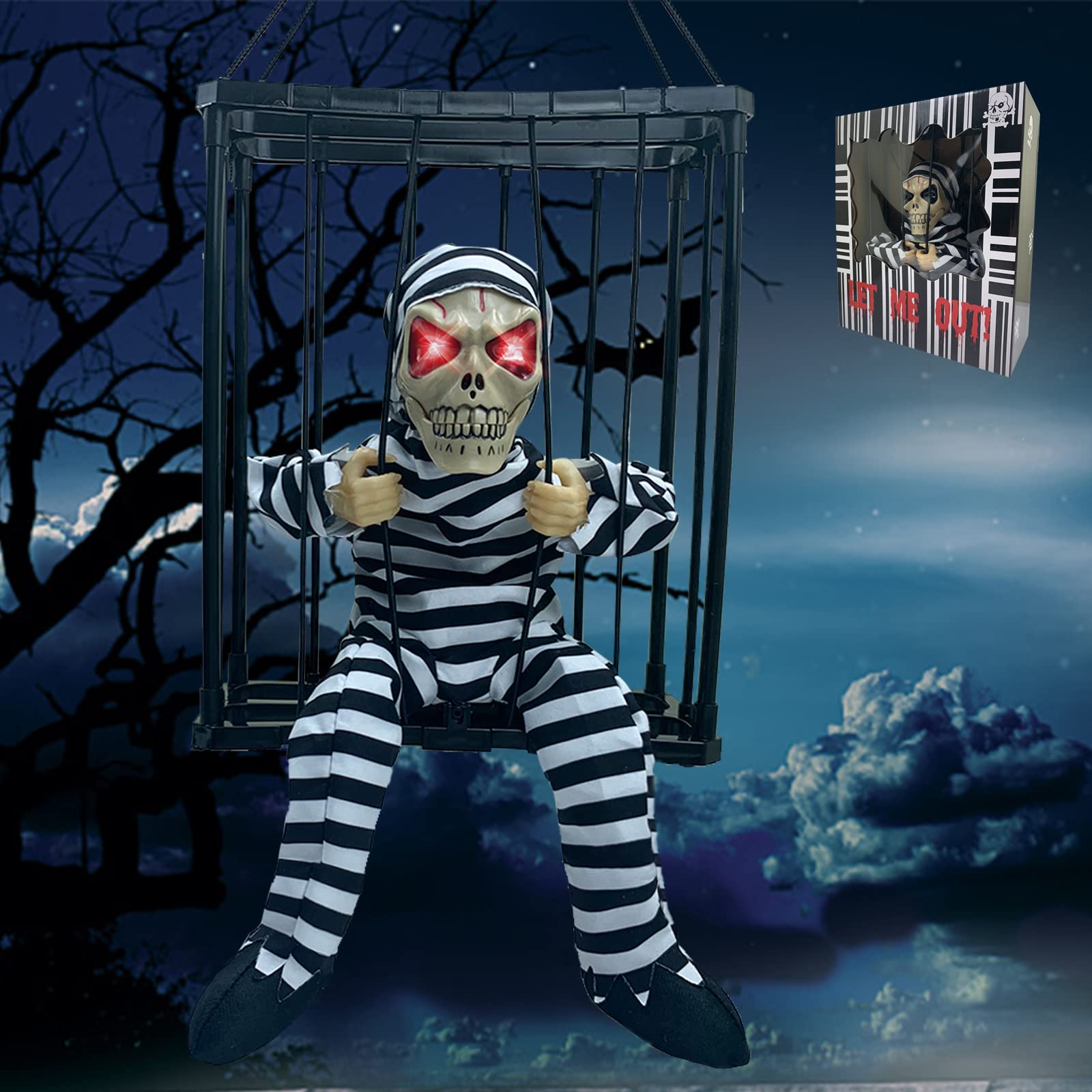 OAOGOD Animated Screaming Scary Talking Halloween Decorations, Haunted ...