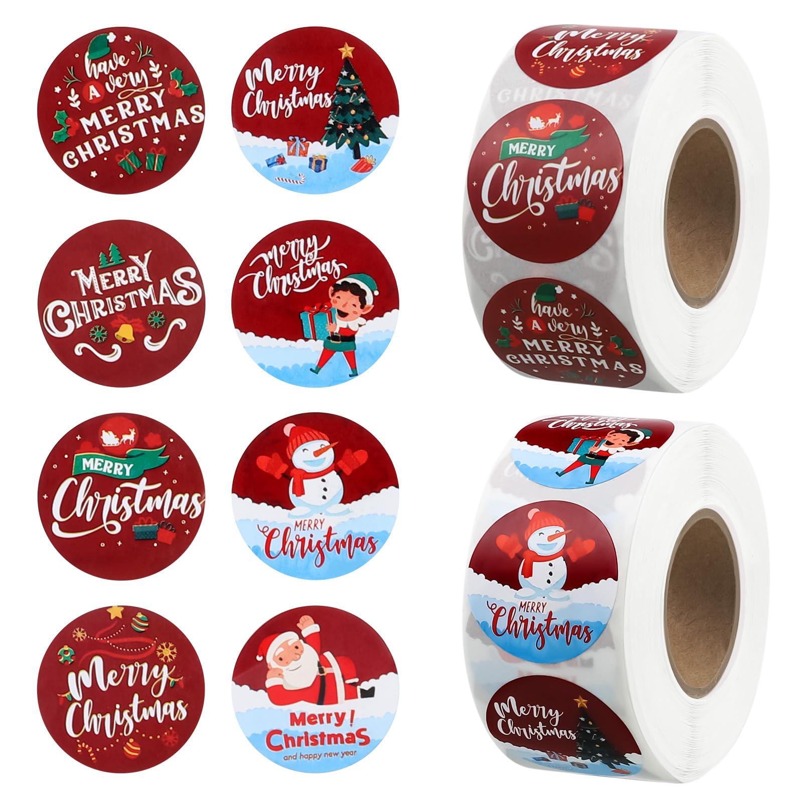Candcamp 1000 Pcs Christmas Stickers Roll Christmas Sealing Stickers ...