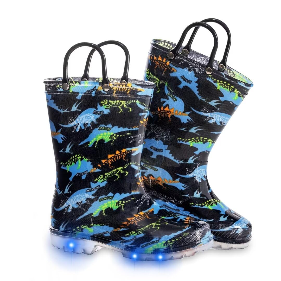 FUNCOO PLUS Kids Wellies for Boys, Unisex Toddler Dinosaur Wellingtons ...