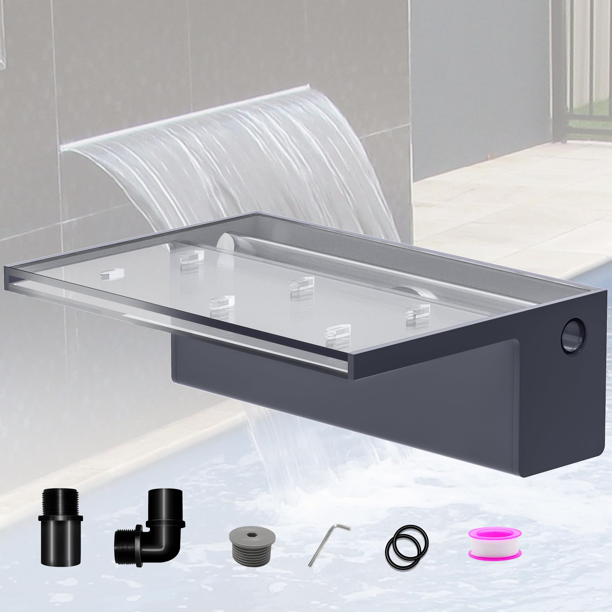 LONGRUNNEW Pond Waterfall Blade Kit, 30cm Acrylic Pool Fountain with ...