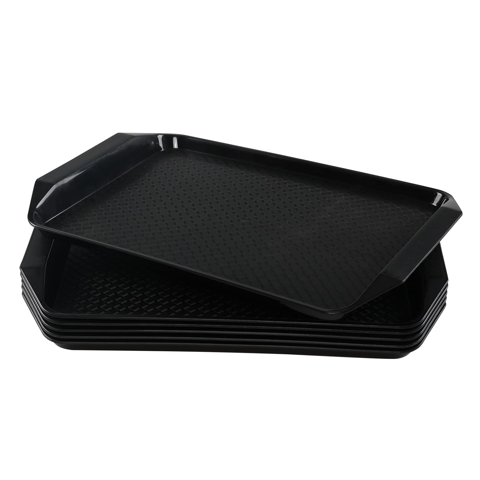 Hokky Plastic Serving Trays, Fast Food Serving Tray Set of 6, Black