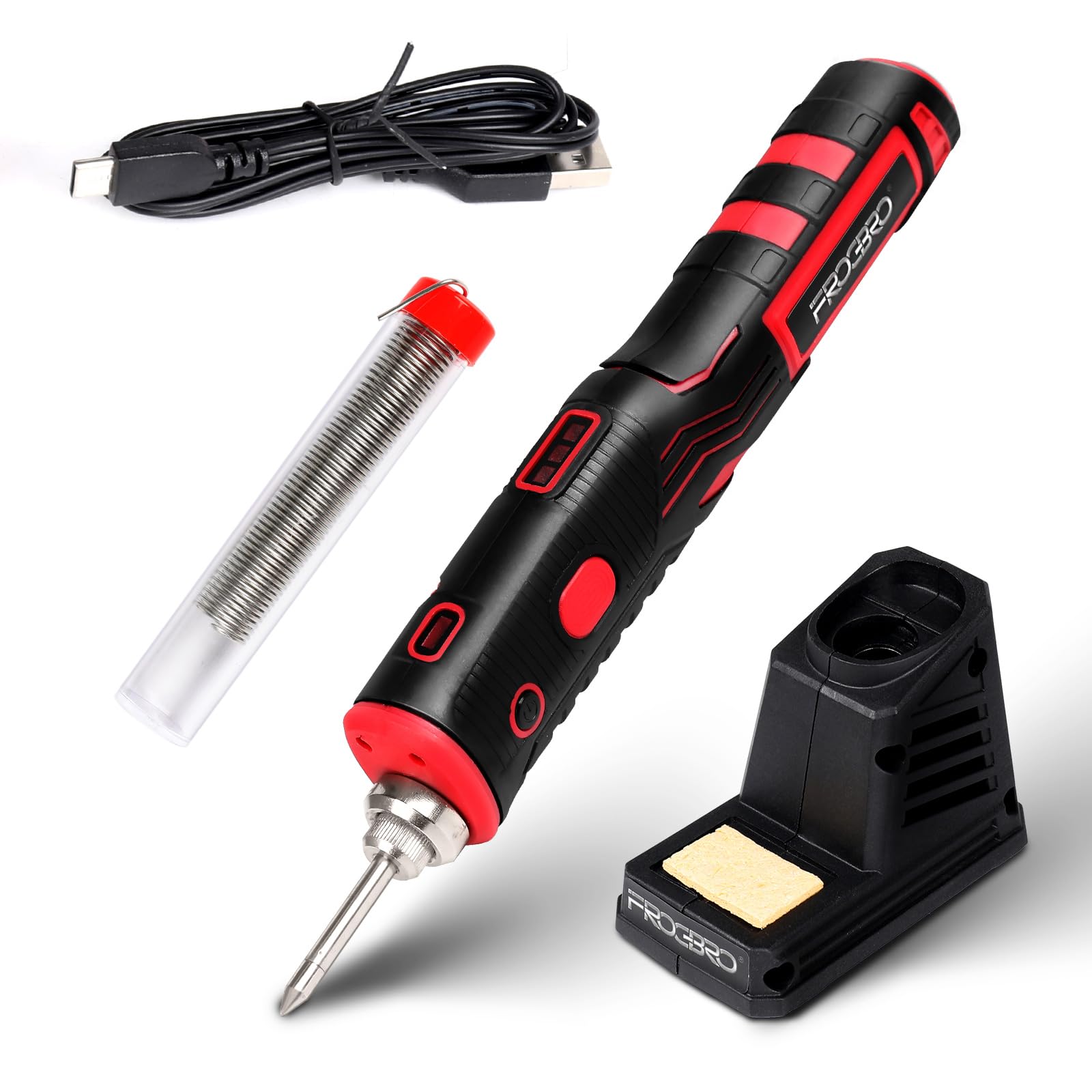 Cordless Soldering Iron with 2500mAh Rechargeable Battery and LED Light ...