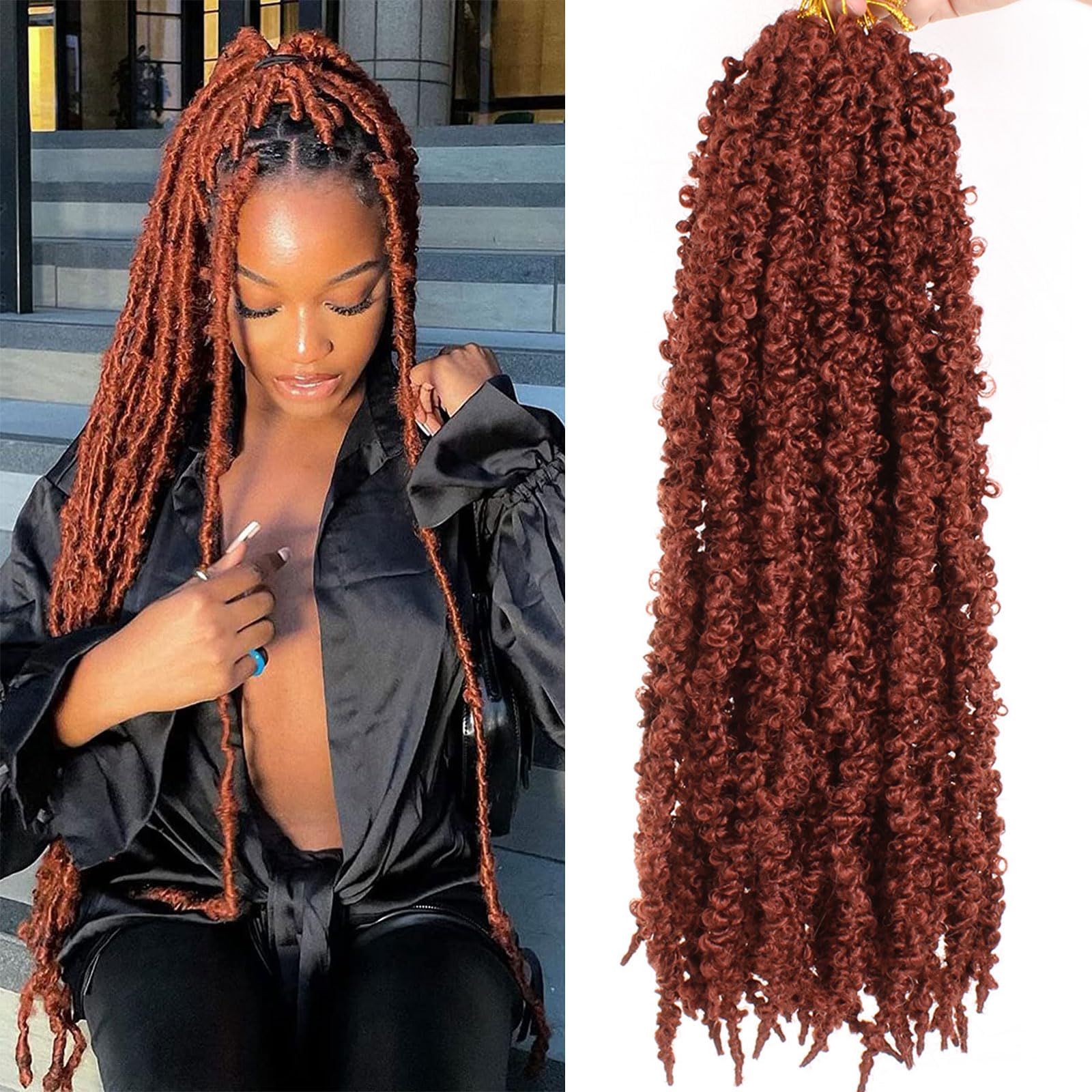 Xtrend 24Inch 6Packs Copper Red Butterfly Locs Crochet Hair Distressed ...