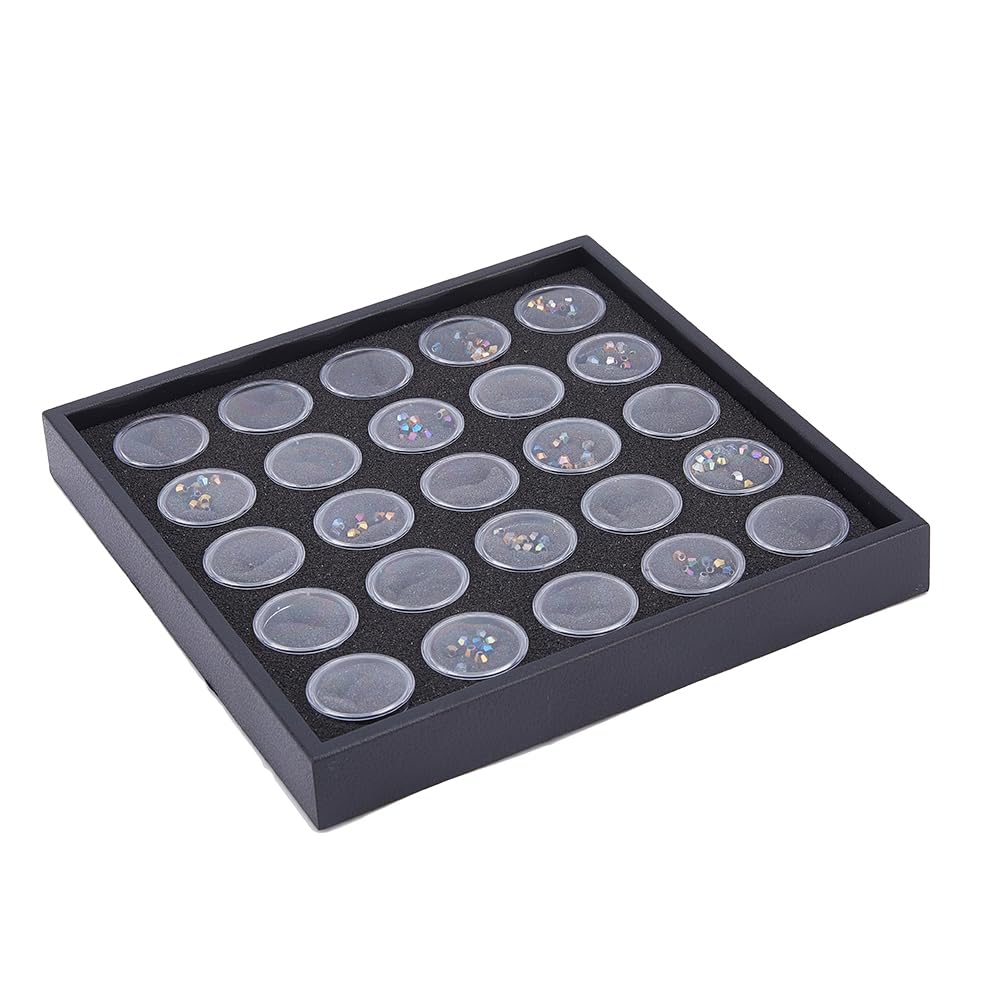 DICOSMETIC 25 Grids Black Diamond Display Case Acrylic Gemstone Box ...