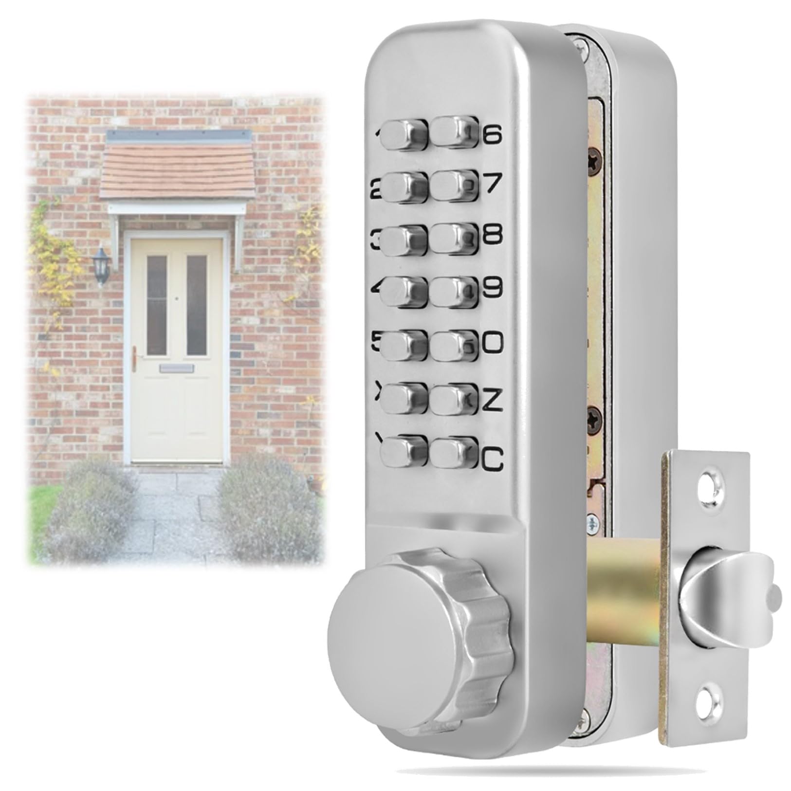 Digital Mechanical Code Door Lock, 4 to 7 Digits Double Sided Code Lock ...
