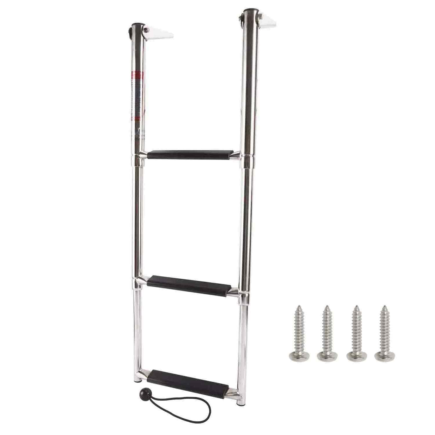 FreeTec Boat Ladder, 3 Step Stainless Steel Pontoon Boat Ladder with ...