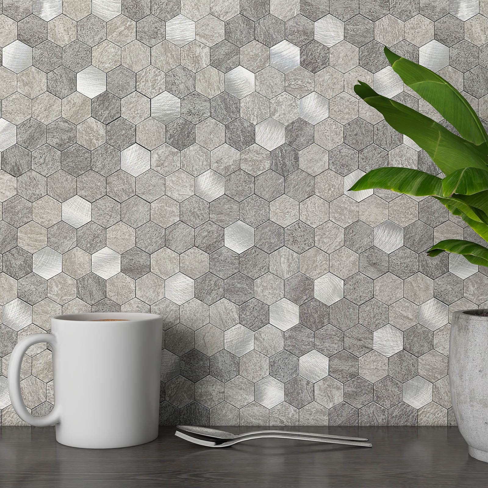 MOFIT Hexagon 3D Self-Adhesive Wall Tile Stickers,Kitchen Splashback ...