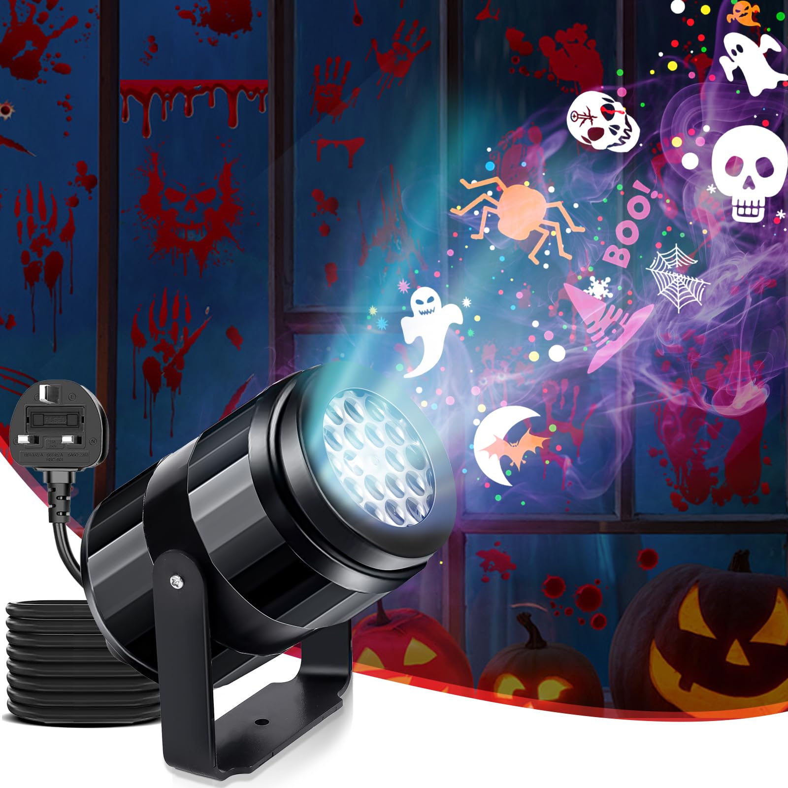 Halloween Projector, Halloween Projector Lights with 17 Dynamic Ghost ...