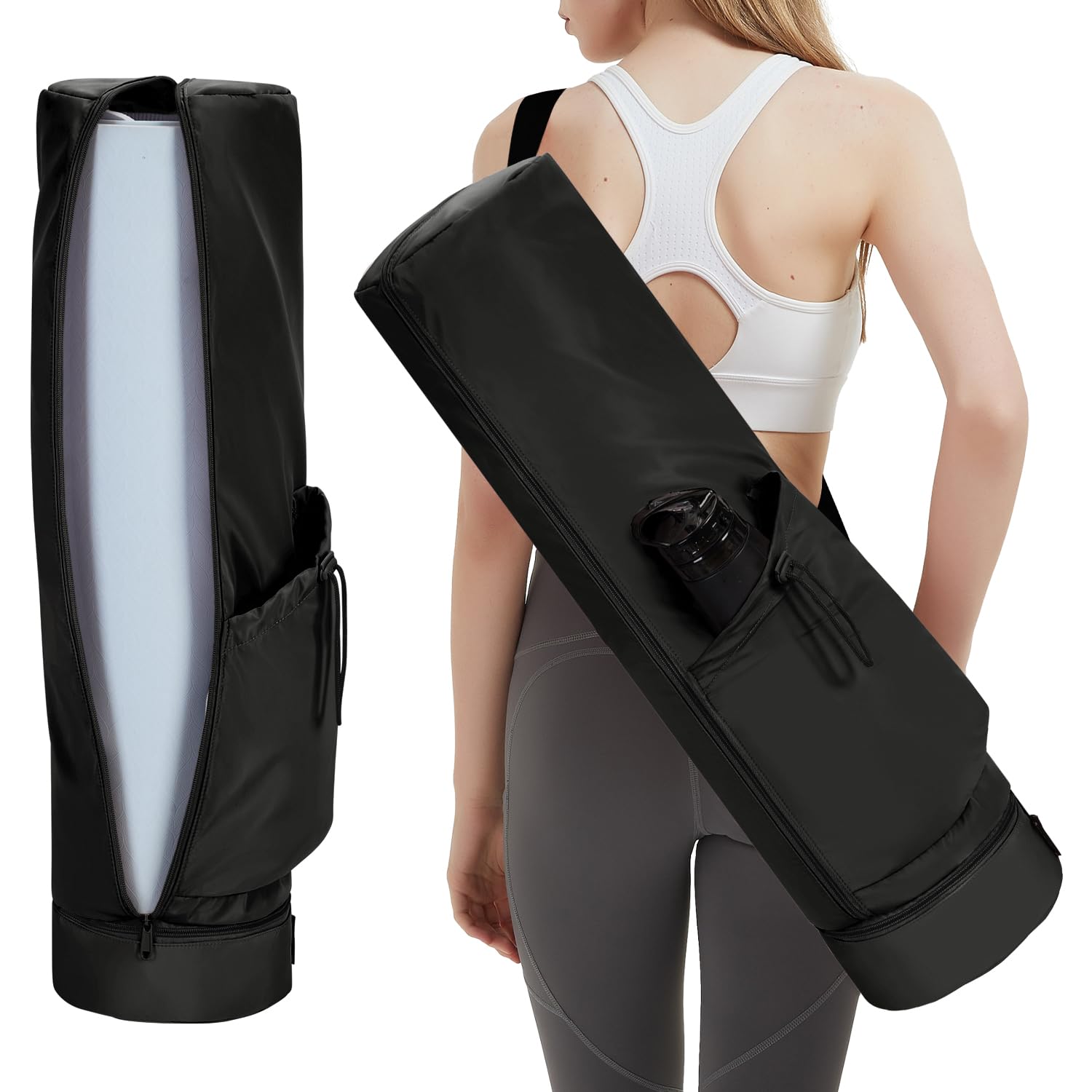 sportsnew Yoga Mat Bag Large with Carrying Strap, Bottle Pocket and Wet ...