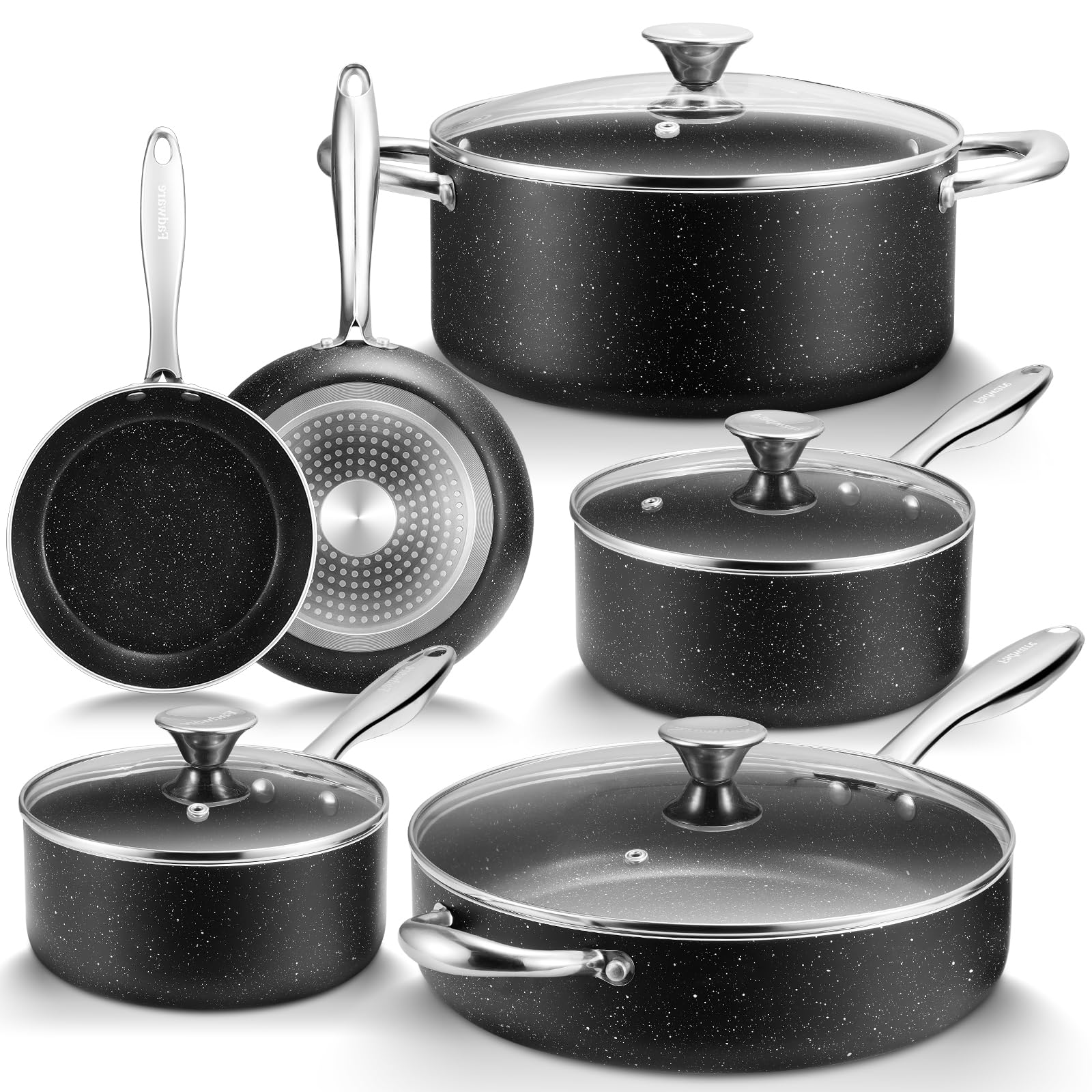 Nonstick Pots and Pans Set 10pcs, Induction hob Pan Set, Induction ...