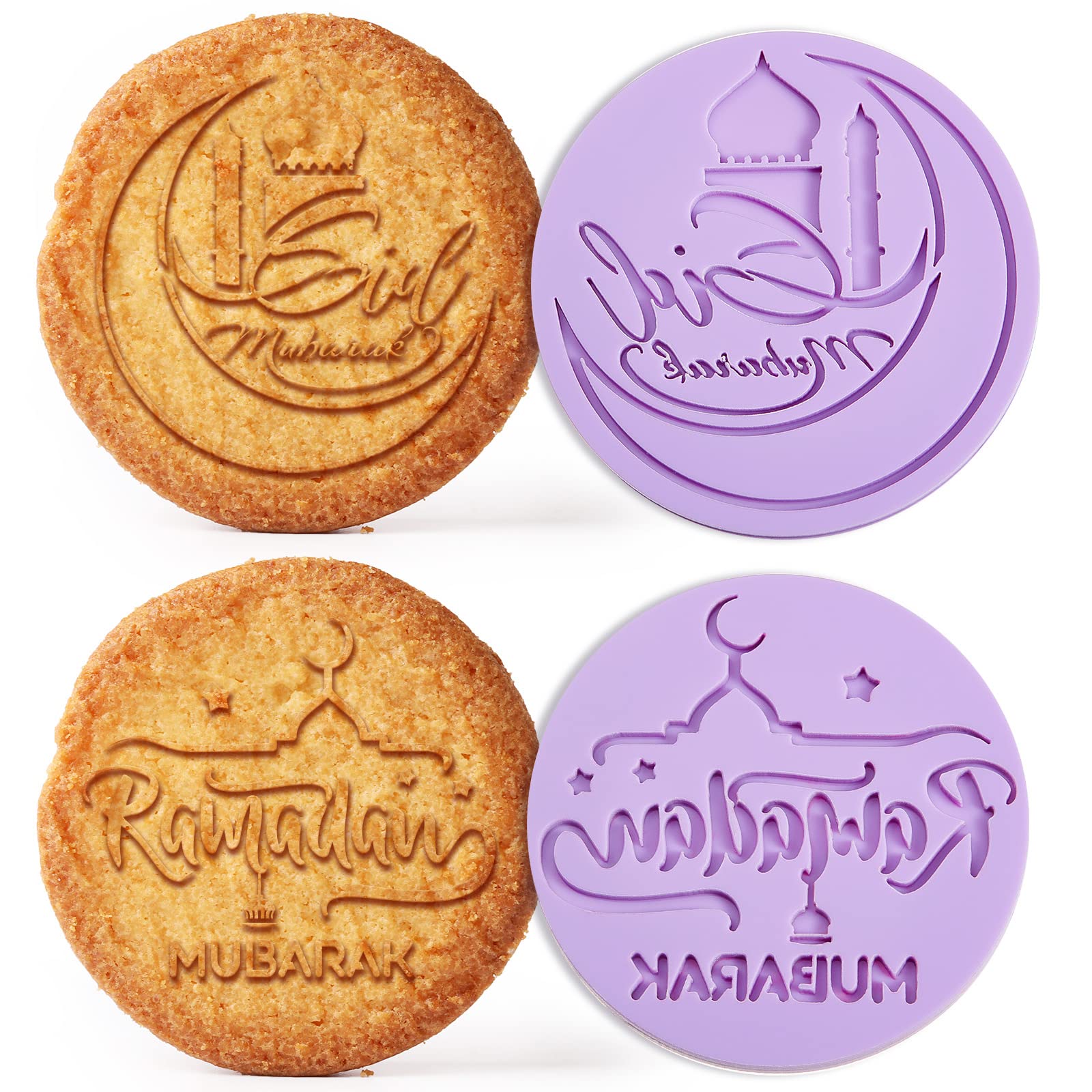 Ramadan Mubarak Cookie Stamp 2 Set Icing Fondant Embosser 3D Eid Stamp ...