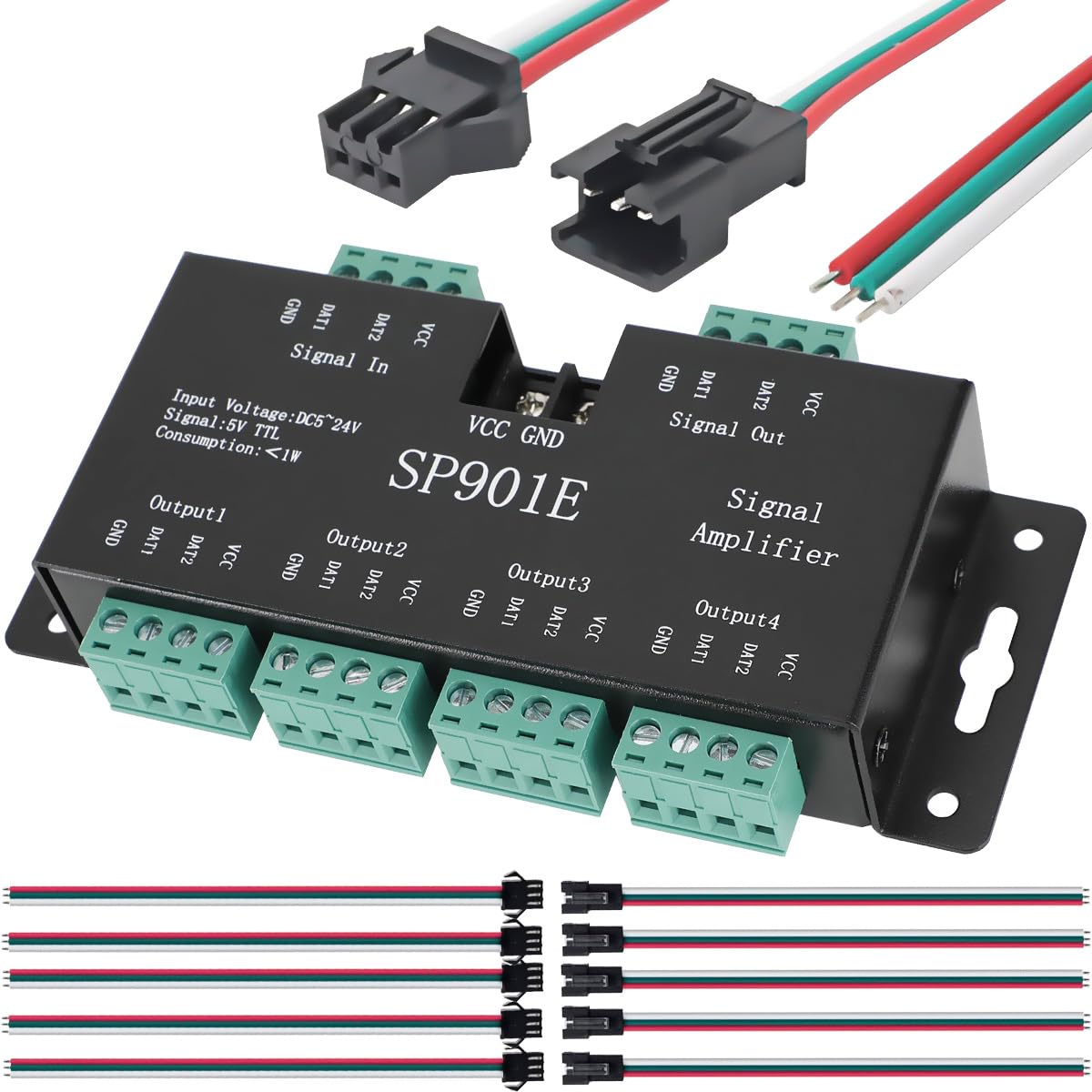 Youmile LED Strip Amplifier SP901E Pixel Signal Data SPI Repeater ...