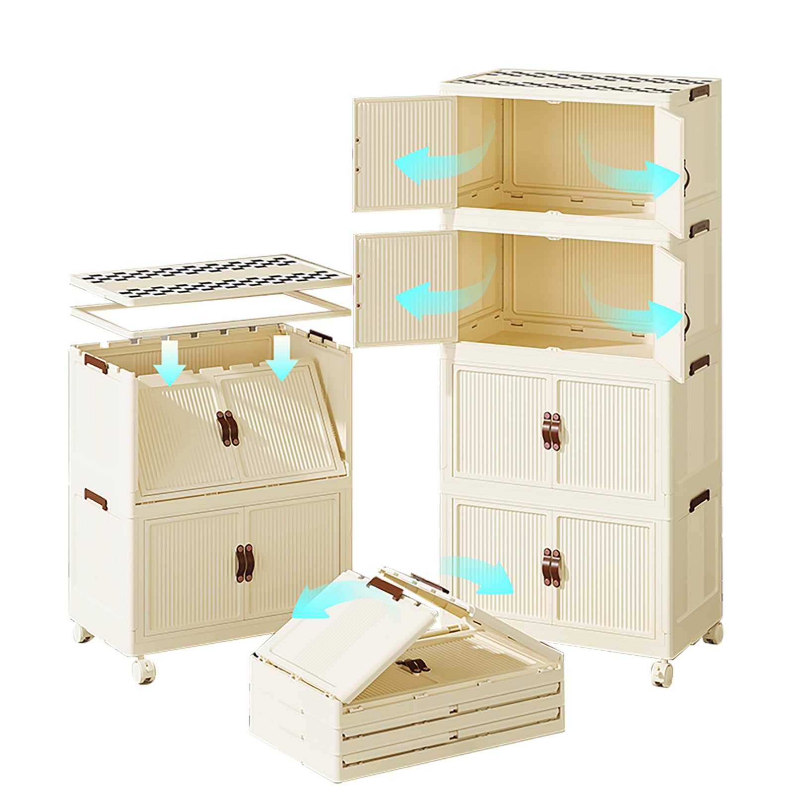 HOTRCR Large Plastic Storage Box with Lid, Stackable Storage Boxes Open ...