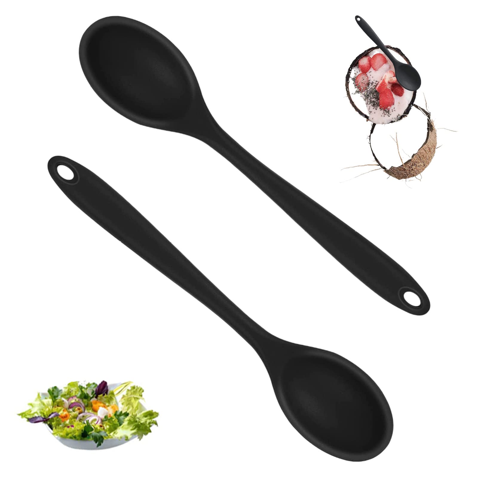2Pcs Silicone Spoon Nonstick Kitchen Spoons for Baking Heat-Resistant ...