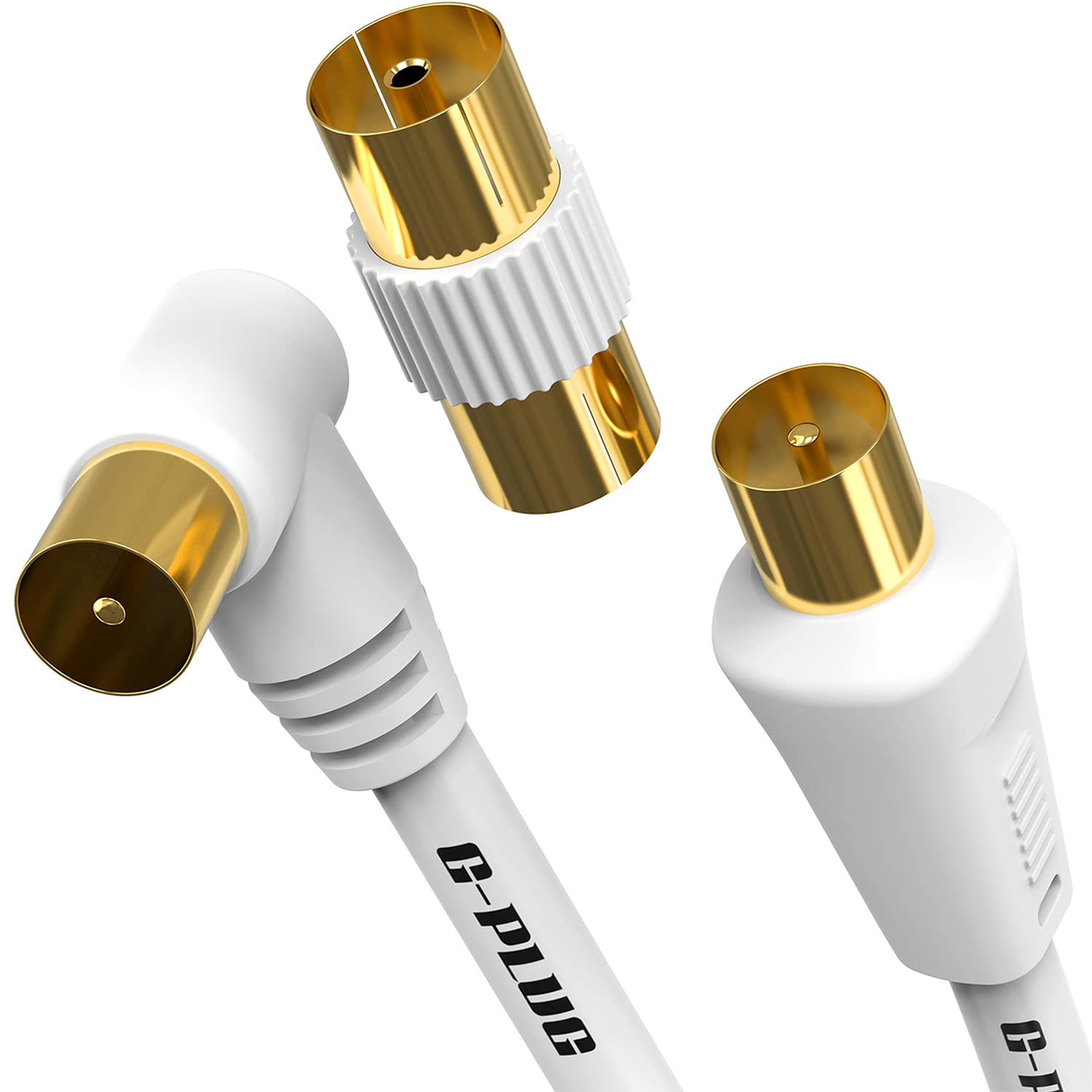 2m Long TV Aerial Cable Right Angle with Plug Adapter - Coaxial ...