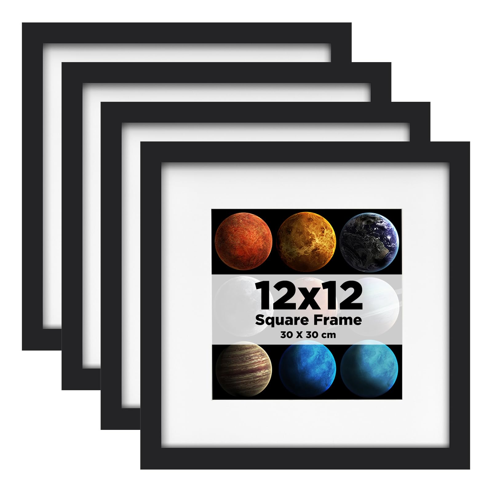 EGOFINE 12x12 Picture Frames Black Set of 4, Solid Wood Photo Frame ...