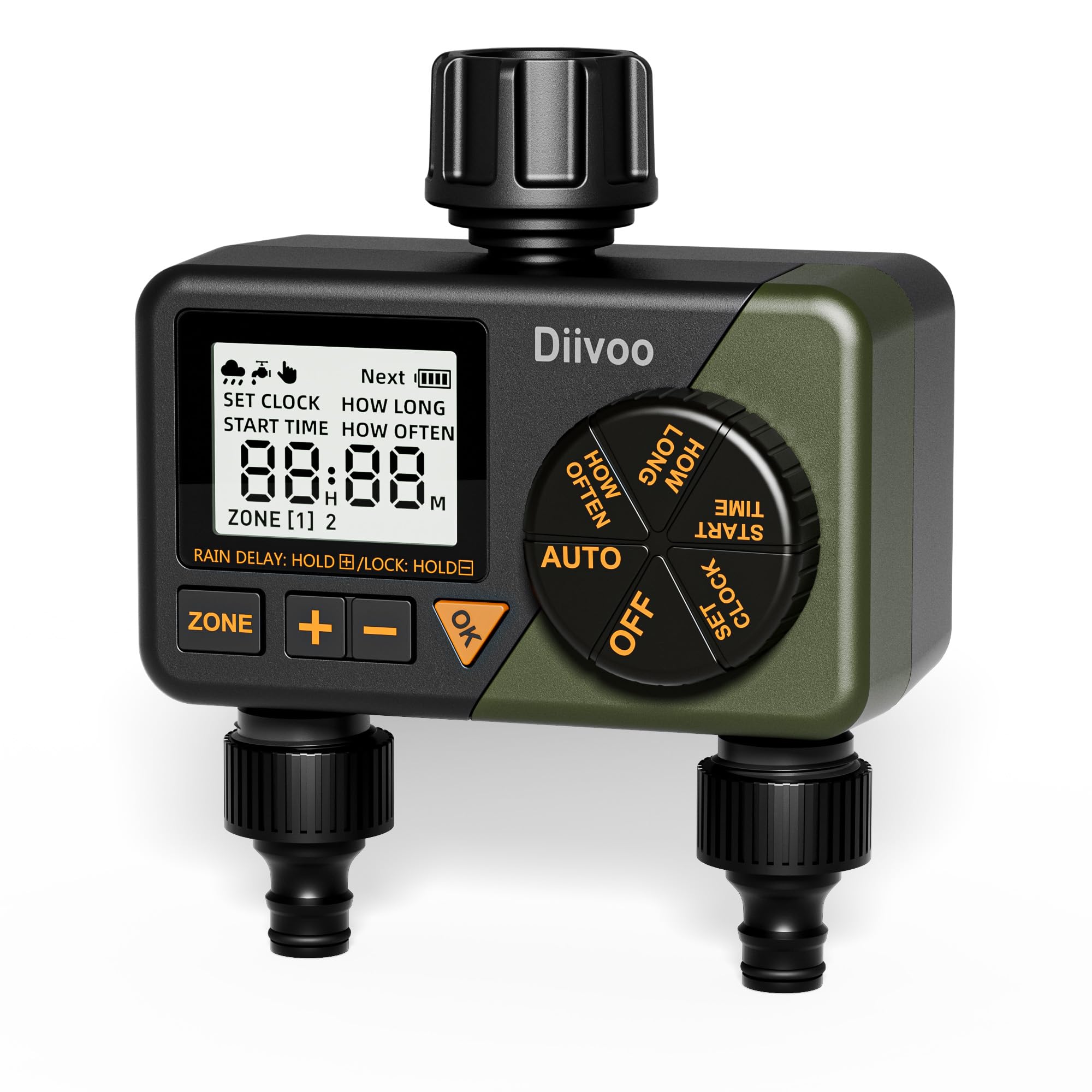 Diivoo Water Timer for Irrigation, Digital Sprinkler Timer 2 Outlets ...