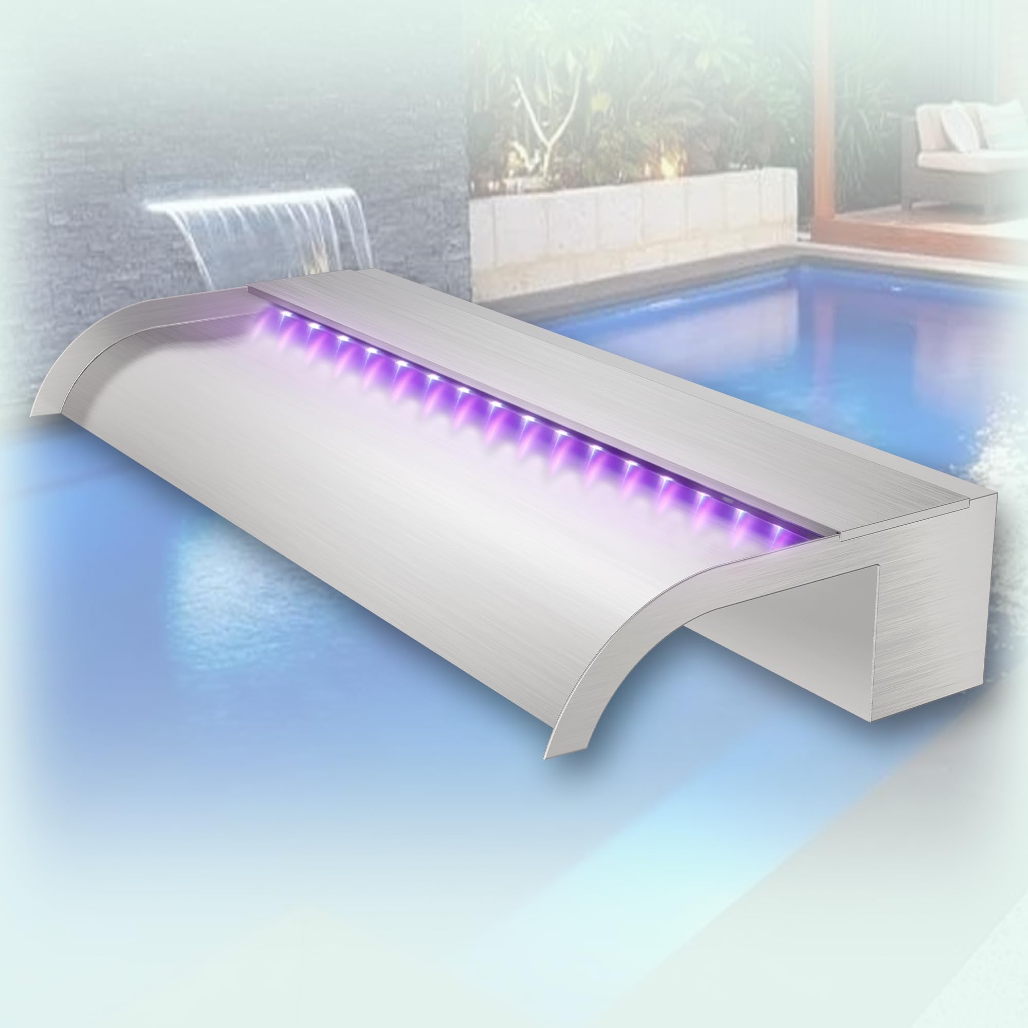 Longrun 60cm Pond Waterfall Blade Kit, 304 Stainless Steel Curved ...