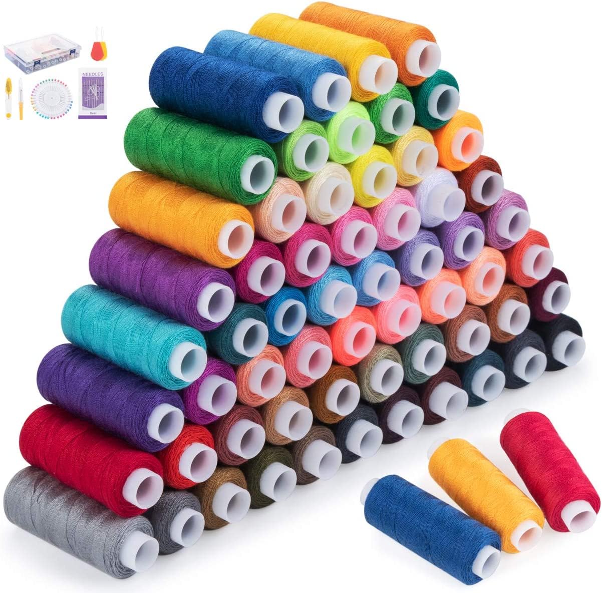 ilauke Sewing Thread Set 60 Color 228m Each Spool Polyester Thread Kit ...