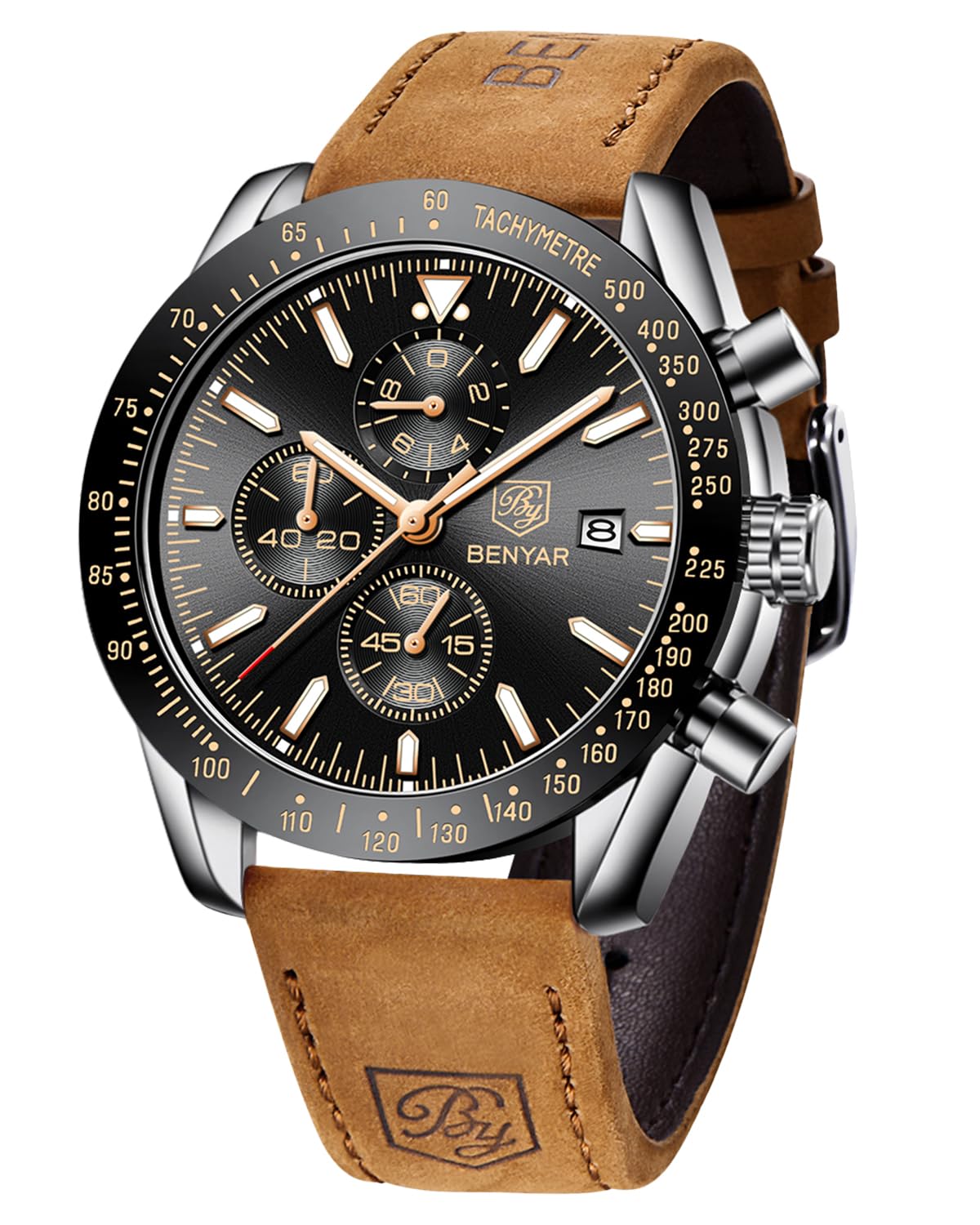 BY BENYAR Mens Watches Analog Quartz Chronograph Waterproof Luminous ...