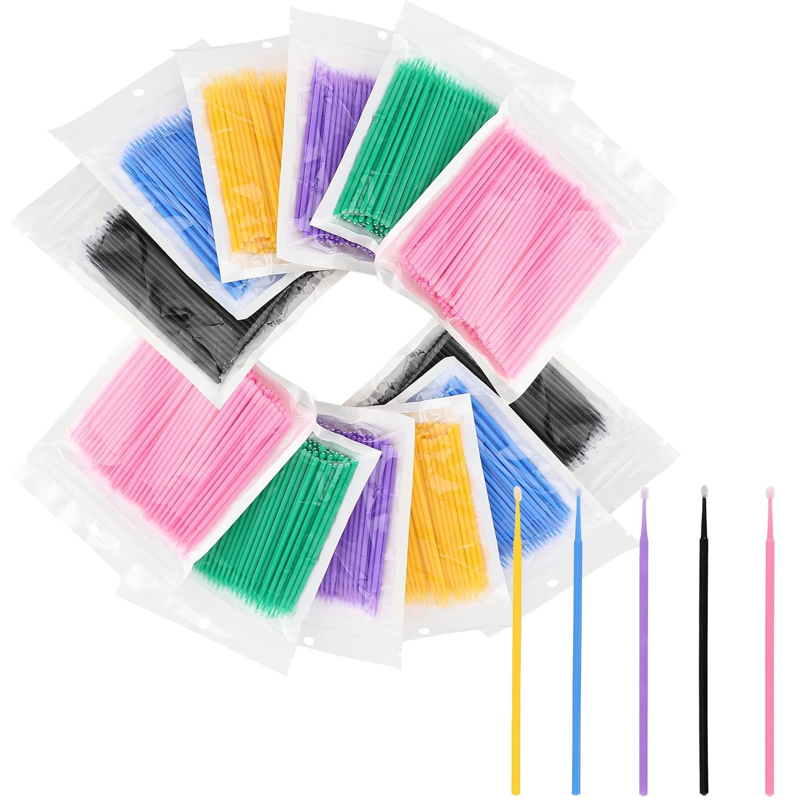MAHIONG 1200Pcs Micro Applicator Brushes, 6 Color Disposable Makeup ...