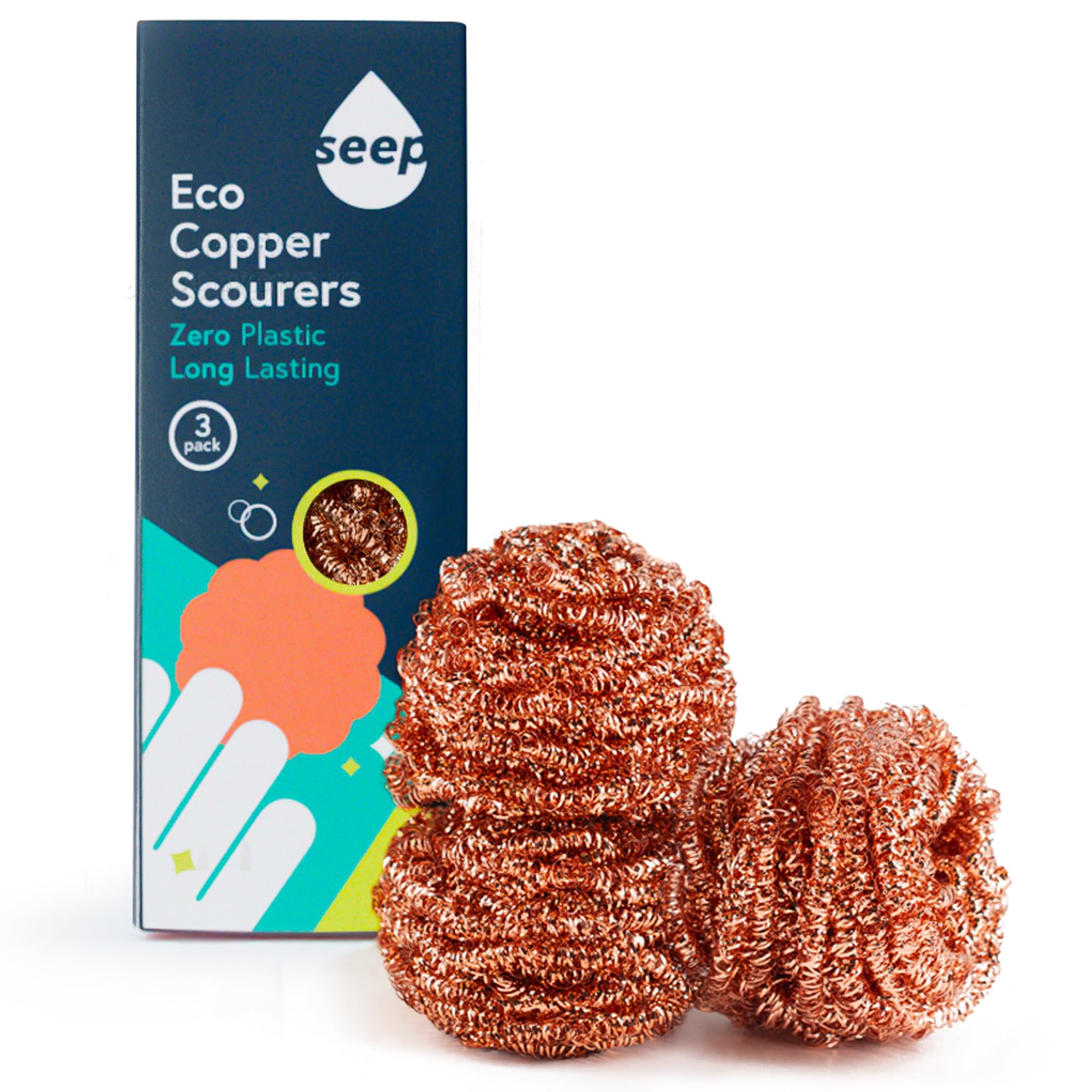SEEP Recyclable Wire Metal Copper Scourer Pads 3 Pack - Copper Scourer ...