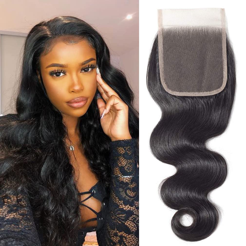 Brazilian Virgin Body Wave Human Hair 4x4 Lace Closure 100% Unprocessed ...