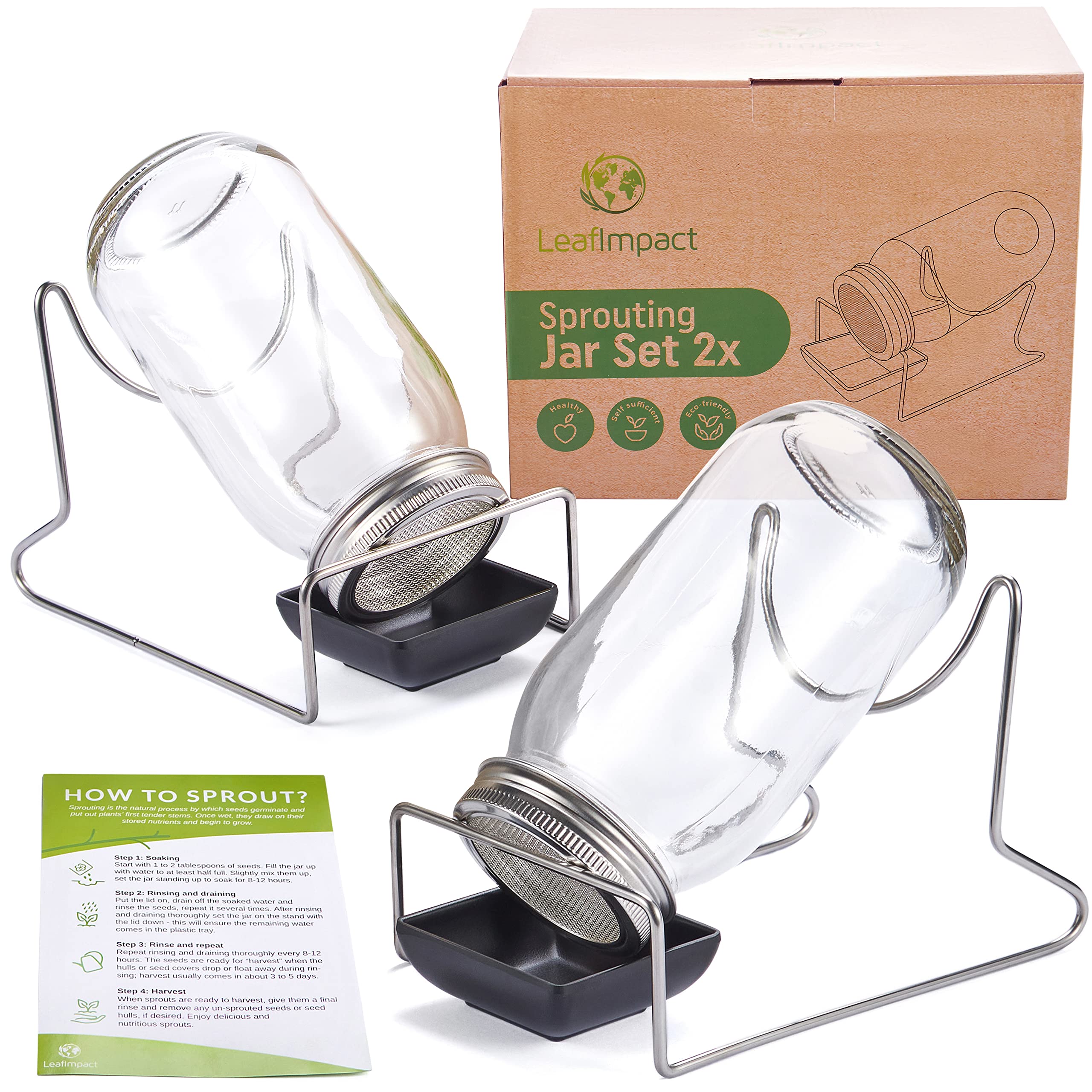 2 Pack Sprouting Jar Kit | Complete Growing Set for Making Sprouts ...