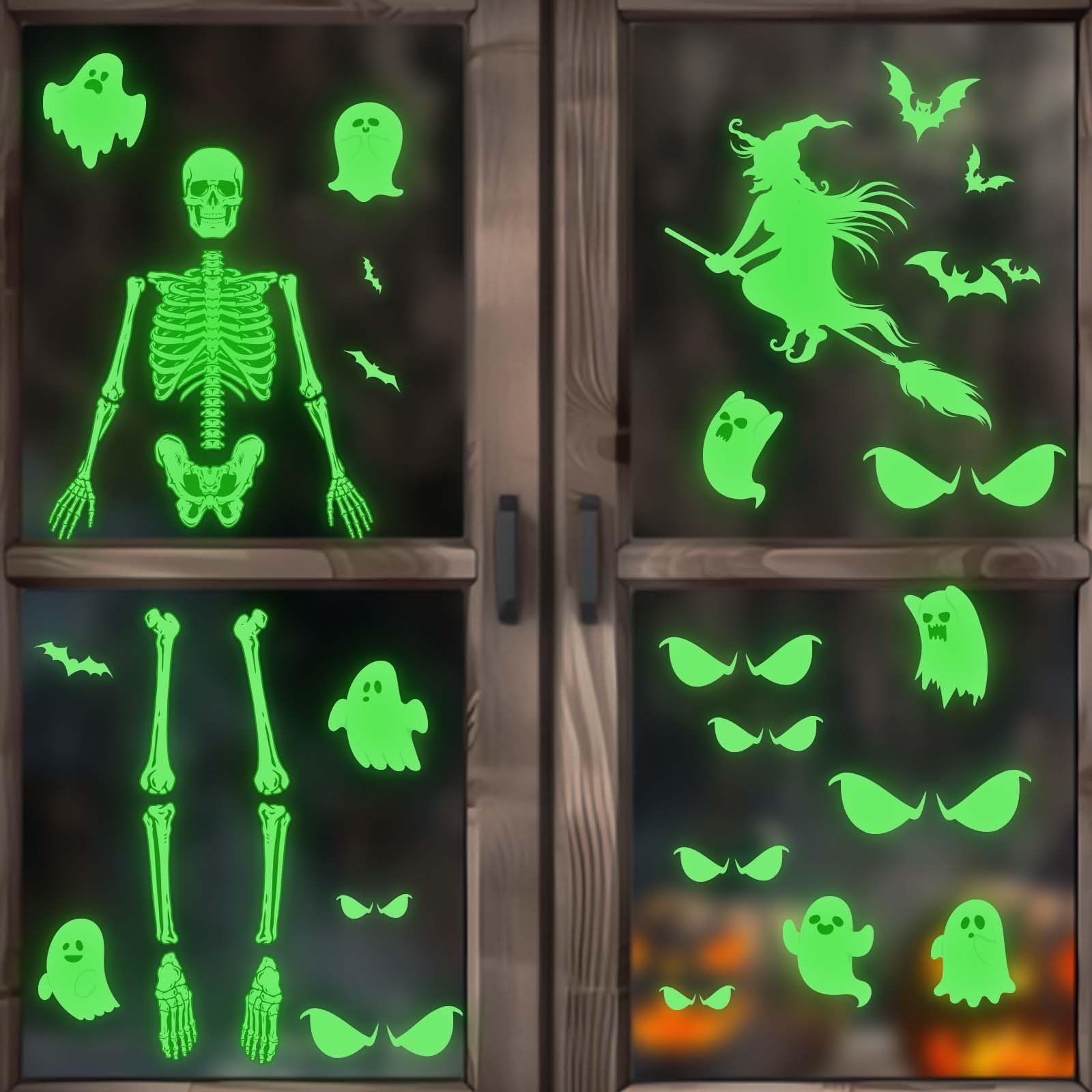 4 Pcs Halloween Luminous Stickers, Glow in The Dark Decorations ...