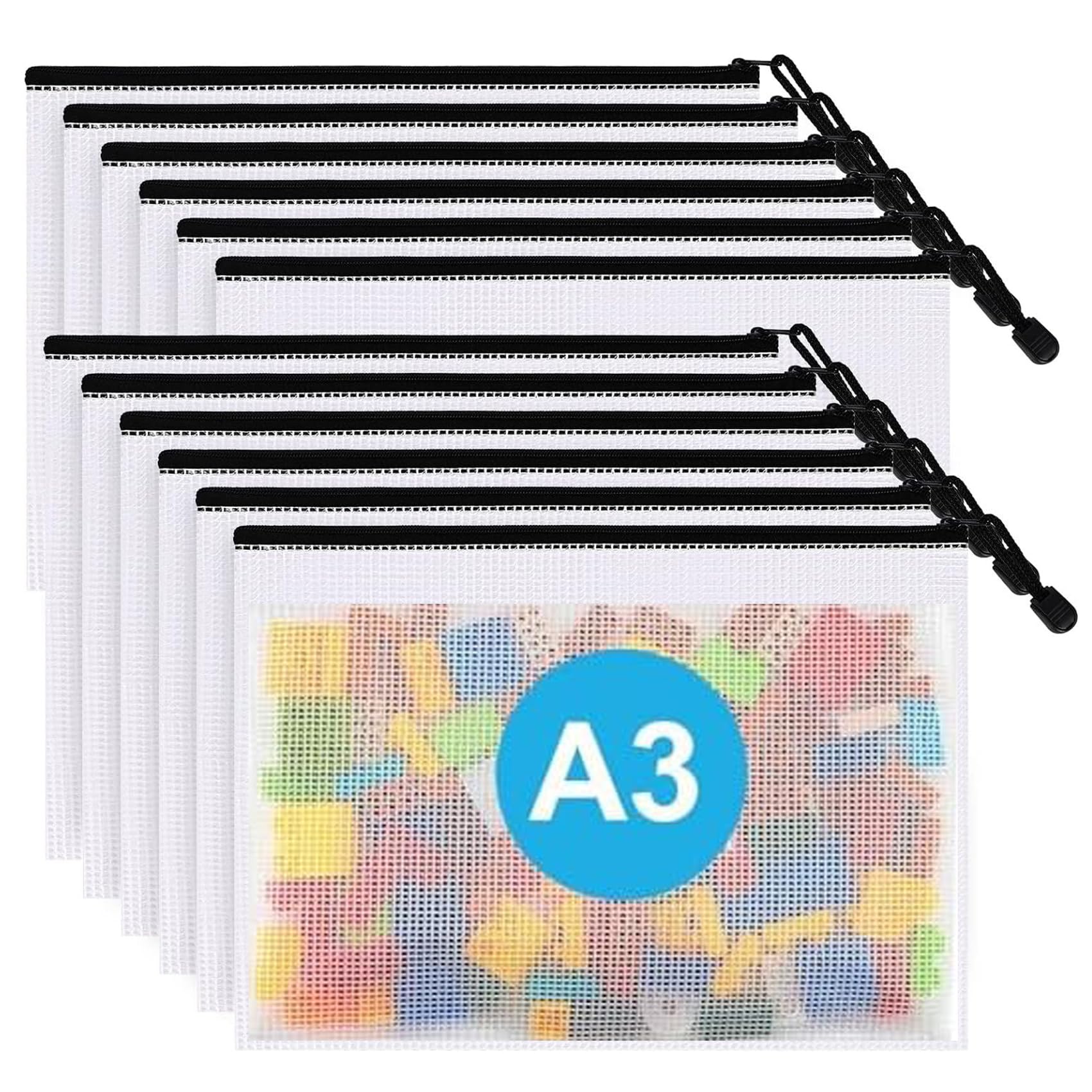 A3 Plastic Zip Wallets - 10PCS A3 Zip Lock Bags Plastic Document ...