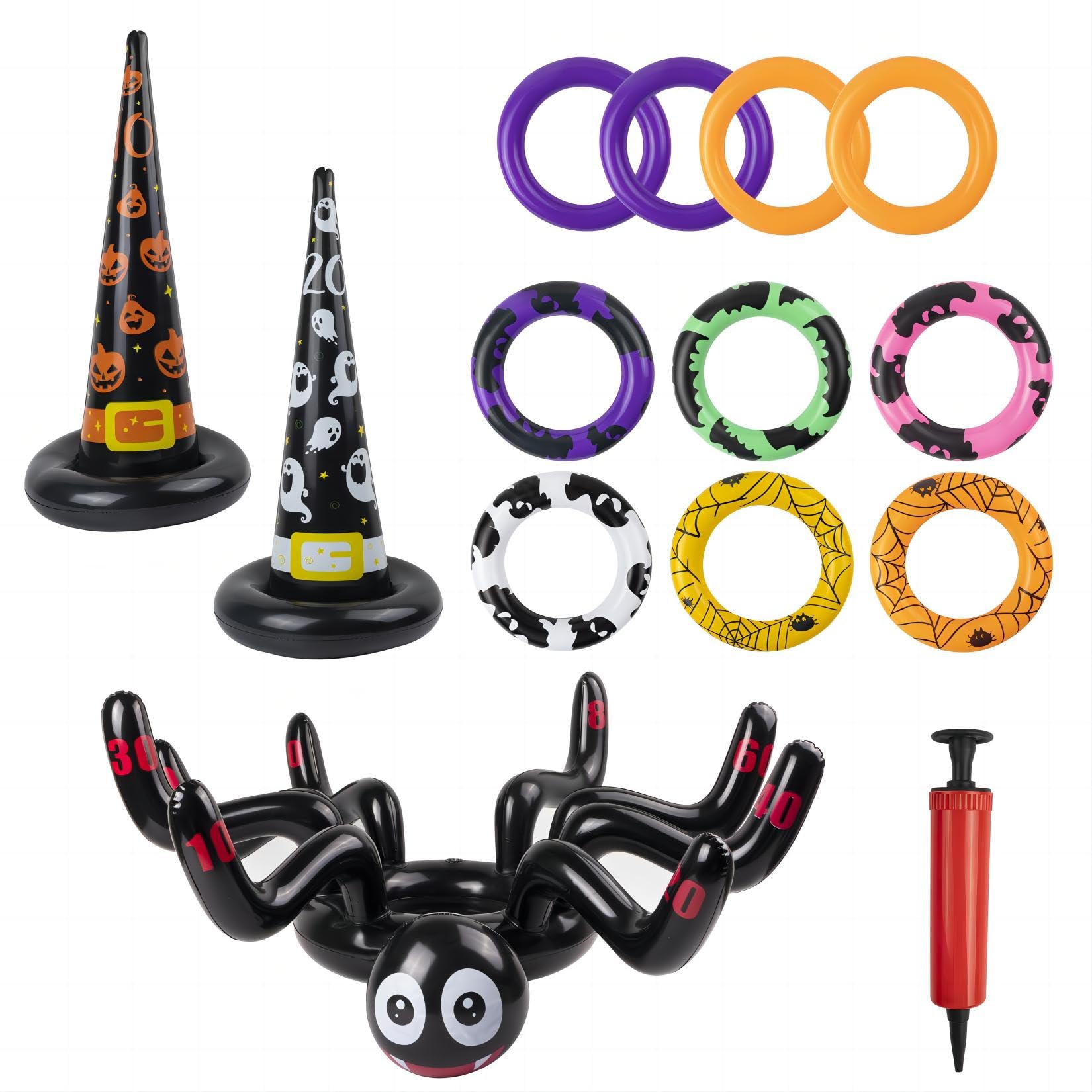 WOFEU Halloween ring toss games,Inflatable spiders witch hat ring toss ...